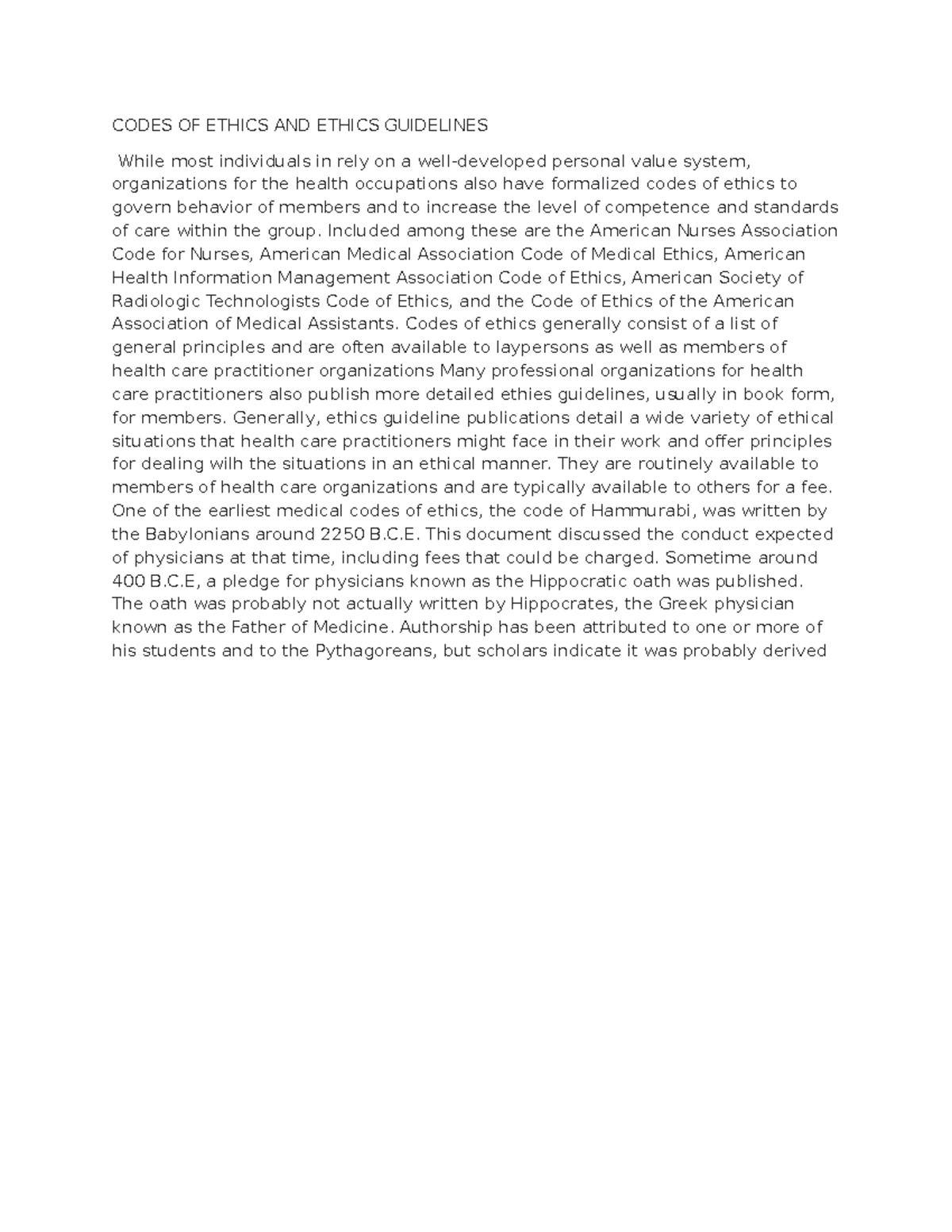 Codes OF Ethics AND Ethics Guidelines - CODES OF ETHICS AND ETHICS ...