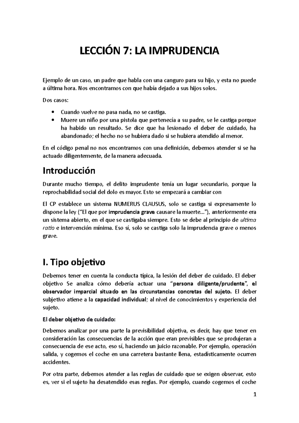 Lección 7 - La Imprudencia (basado en el manual) - LECCIÓN 7: LA ...