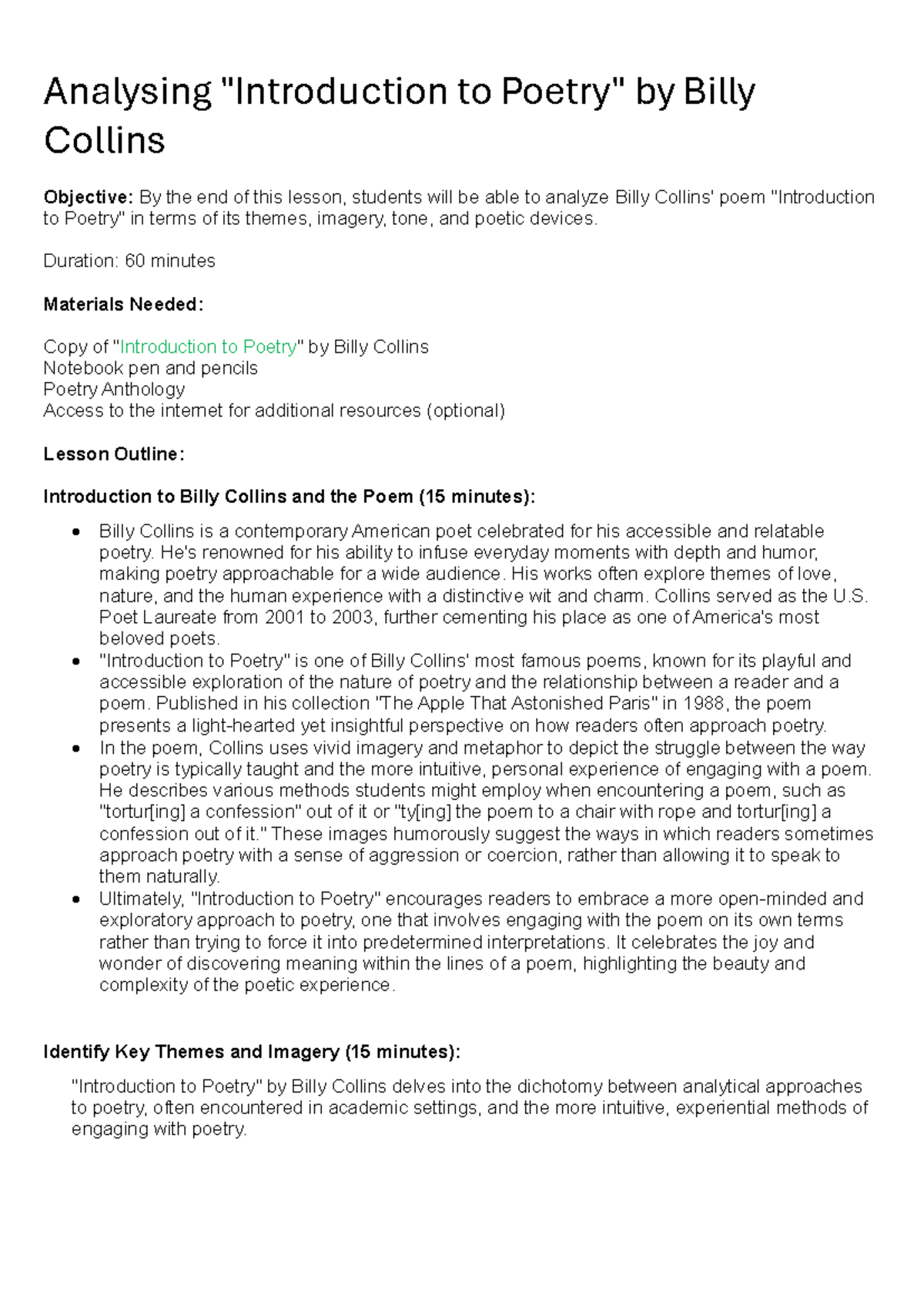 Introduction to Poetry by Billy Collins - Analysing "Introduction to ...