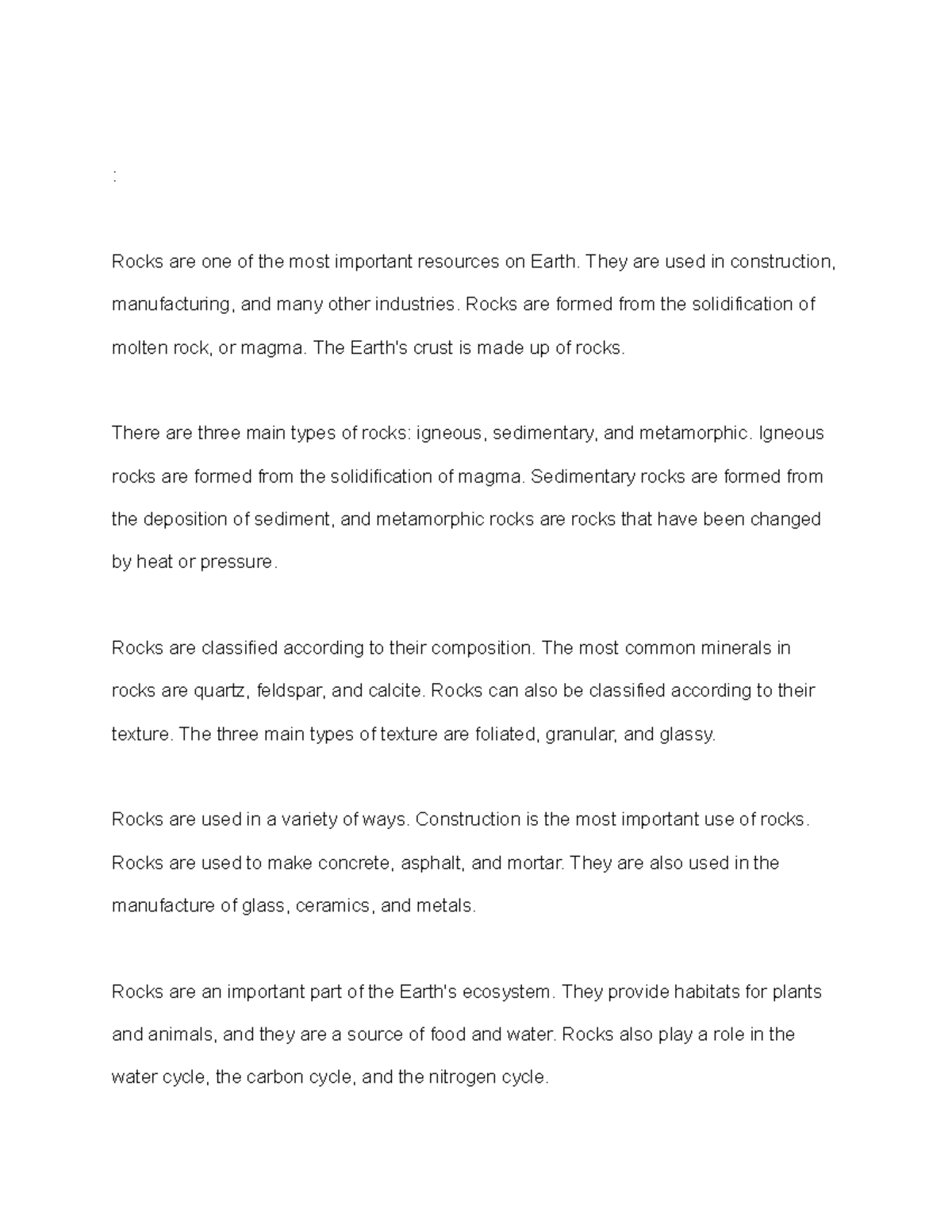 Ess101 course outline - : Rocks are one of the most important resources ...