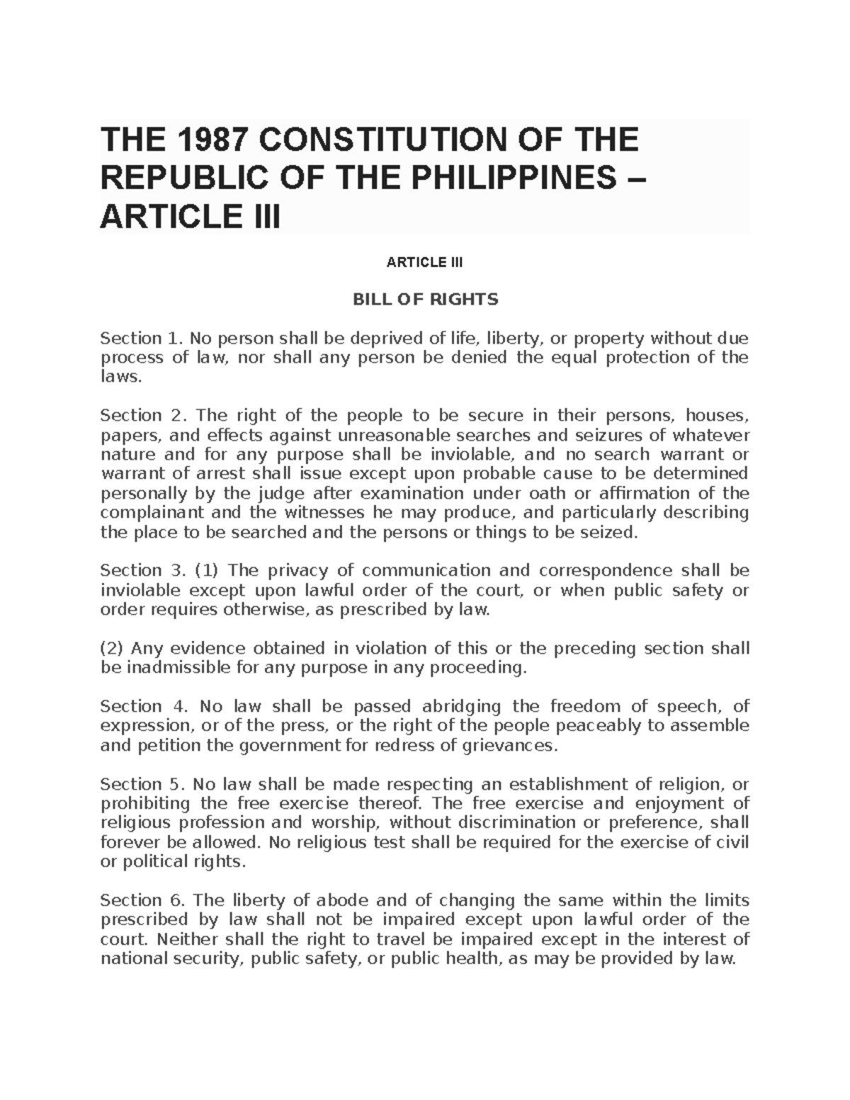 THE 1987 Constitution OF THE Republic OF THE Philippines - THE 1987 ...