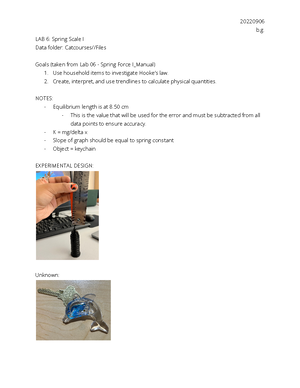 PHYS 018 Lab 4 - Lab notebook file upload for PHYS 018 Lab 4 - 20220906 b. LAB 4: FREE FALL I ...