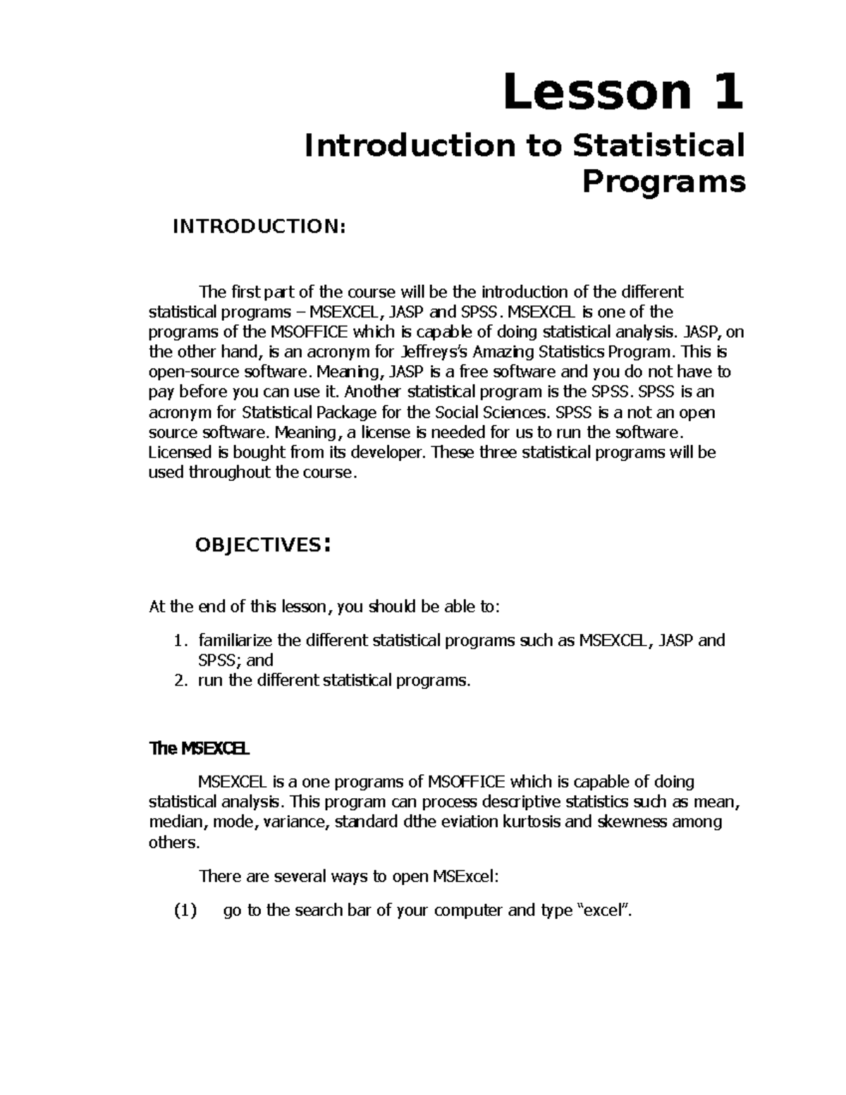 Lesson-1 Preliminaries - INTRODUCTION: Lesson 1 Introduction to ...