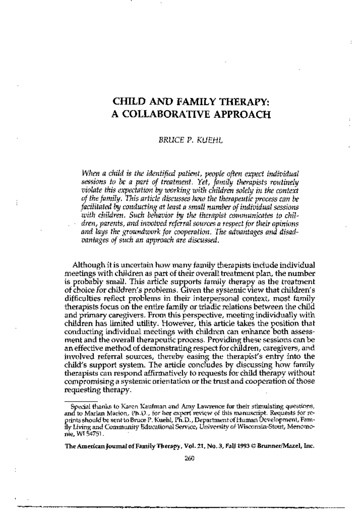 Child and family therapy collaborative approach - Psychologie sociale ...
