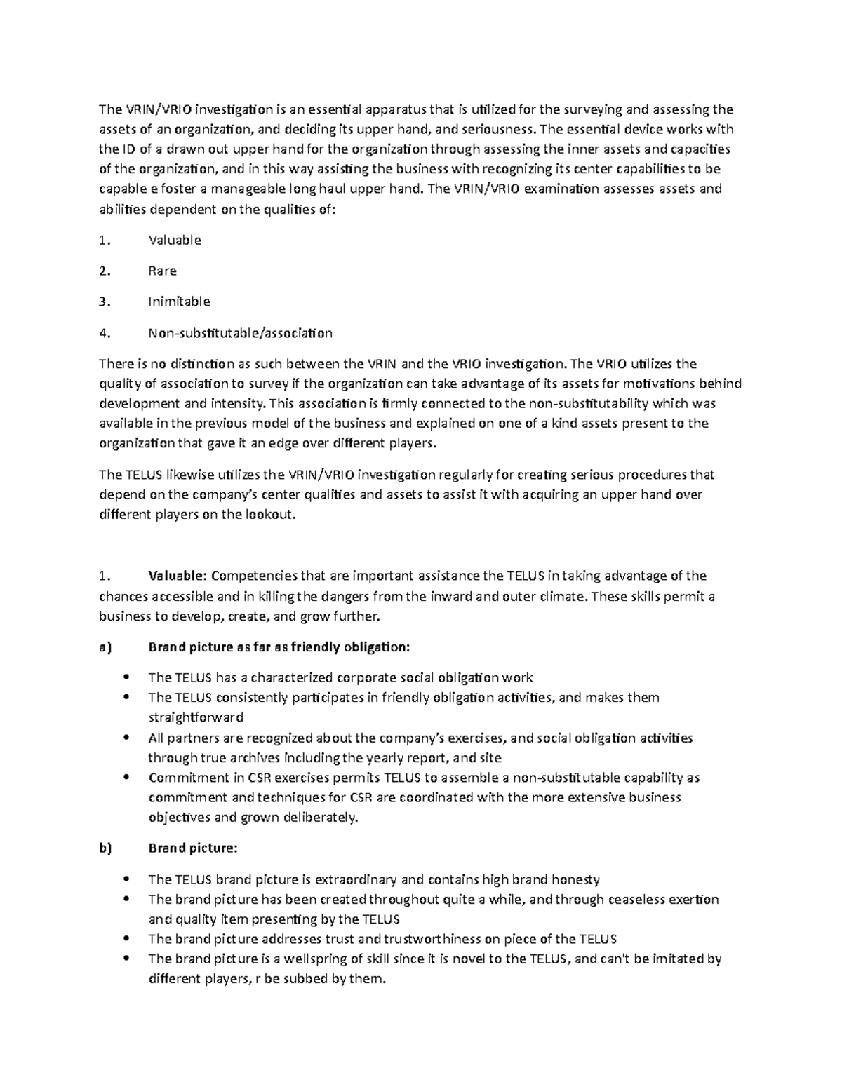 The VRIN - VRIN analysis - The VRIN/VRIO investigation is an essential ...