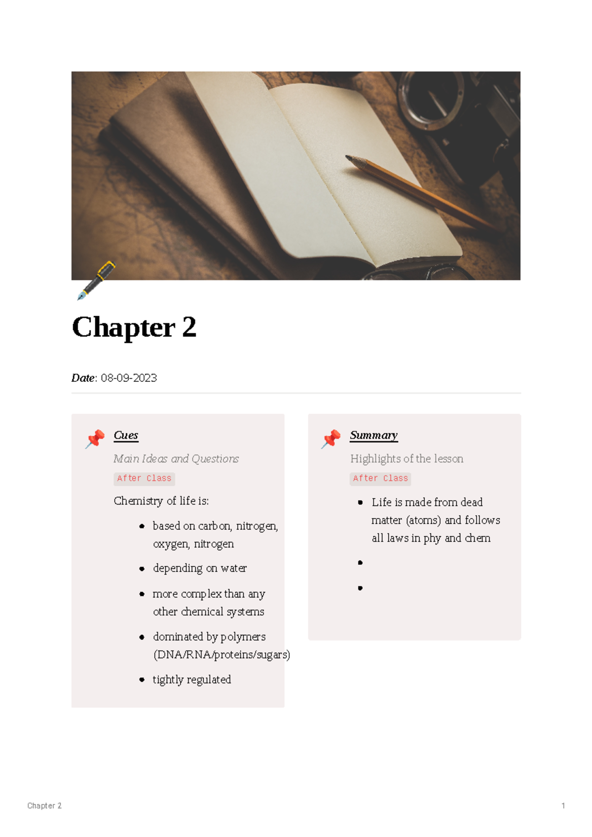 C2 lecture notes - Peptide bonds and intro to cell biology - 🖋 Chapter ...