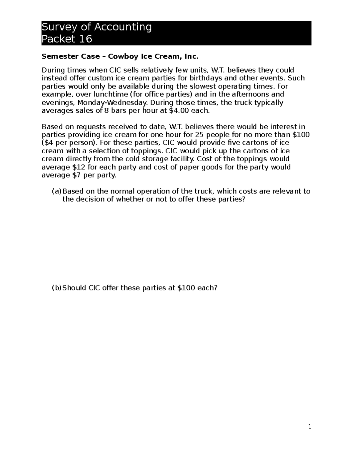 Online Packet 16 - EFEfegregfewffg - Packet 16 Semester Case – Cowboy ...