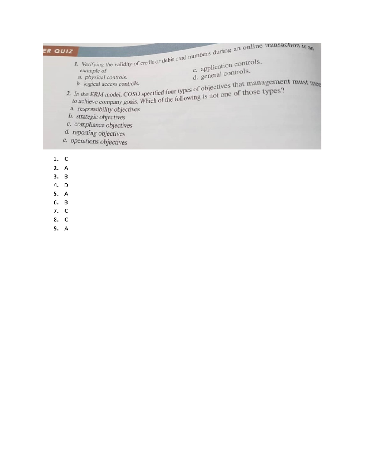 MCQ chapter 5 - Accounting Information System - 1. C 2. A 3. B 4. D 5. A 6. B 7. C 8. C 9. A ...