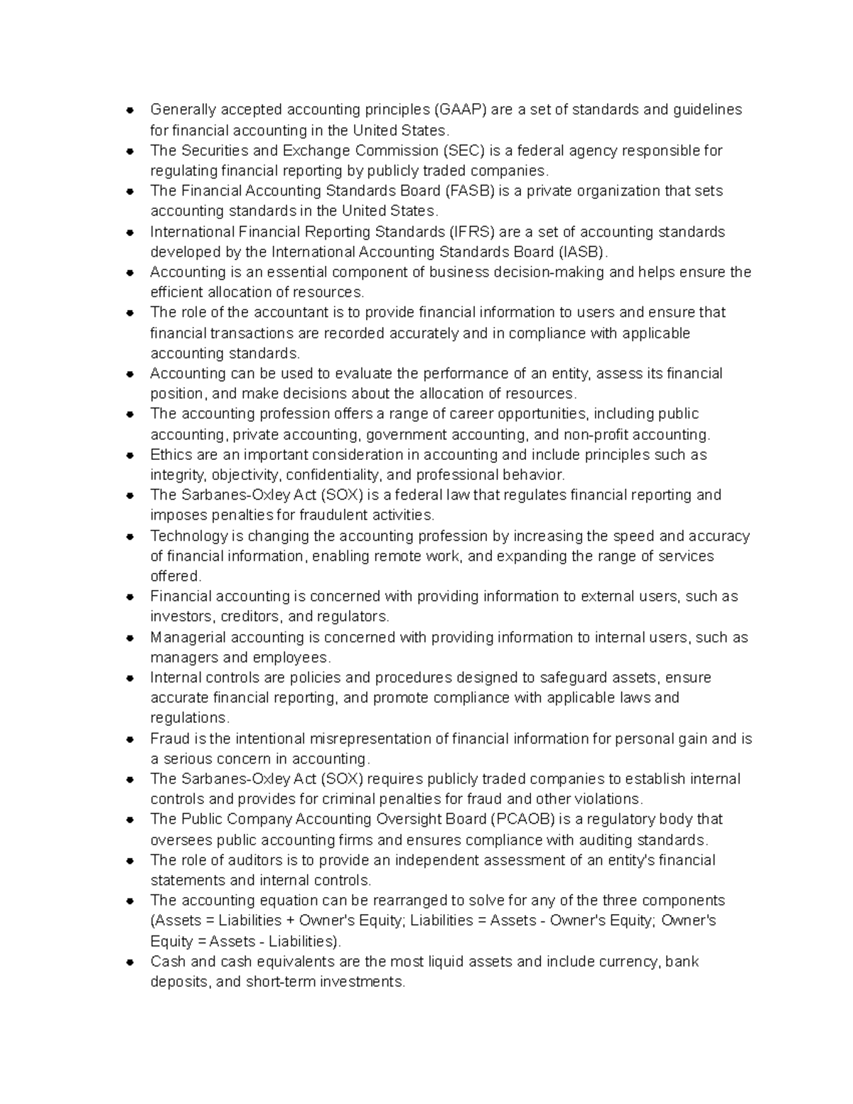 Intro to accounting chapter 1 2 - Generally accepted accounting ...