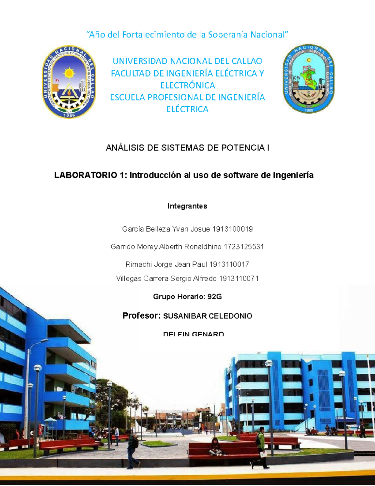 Laboratorio 1 - sadfg - “Año del Fortalecimiento de la Soberanía ...