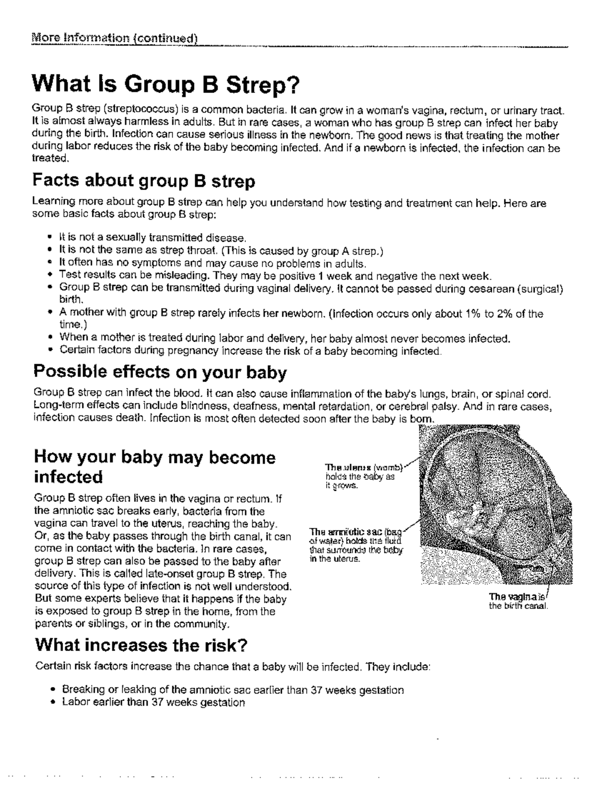 Boot Camp Information pdf - More Information (continued) What Is Group B Strep? Group B strep ...