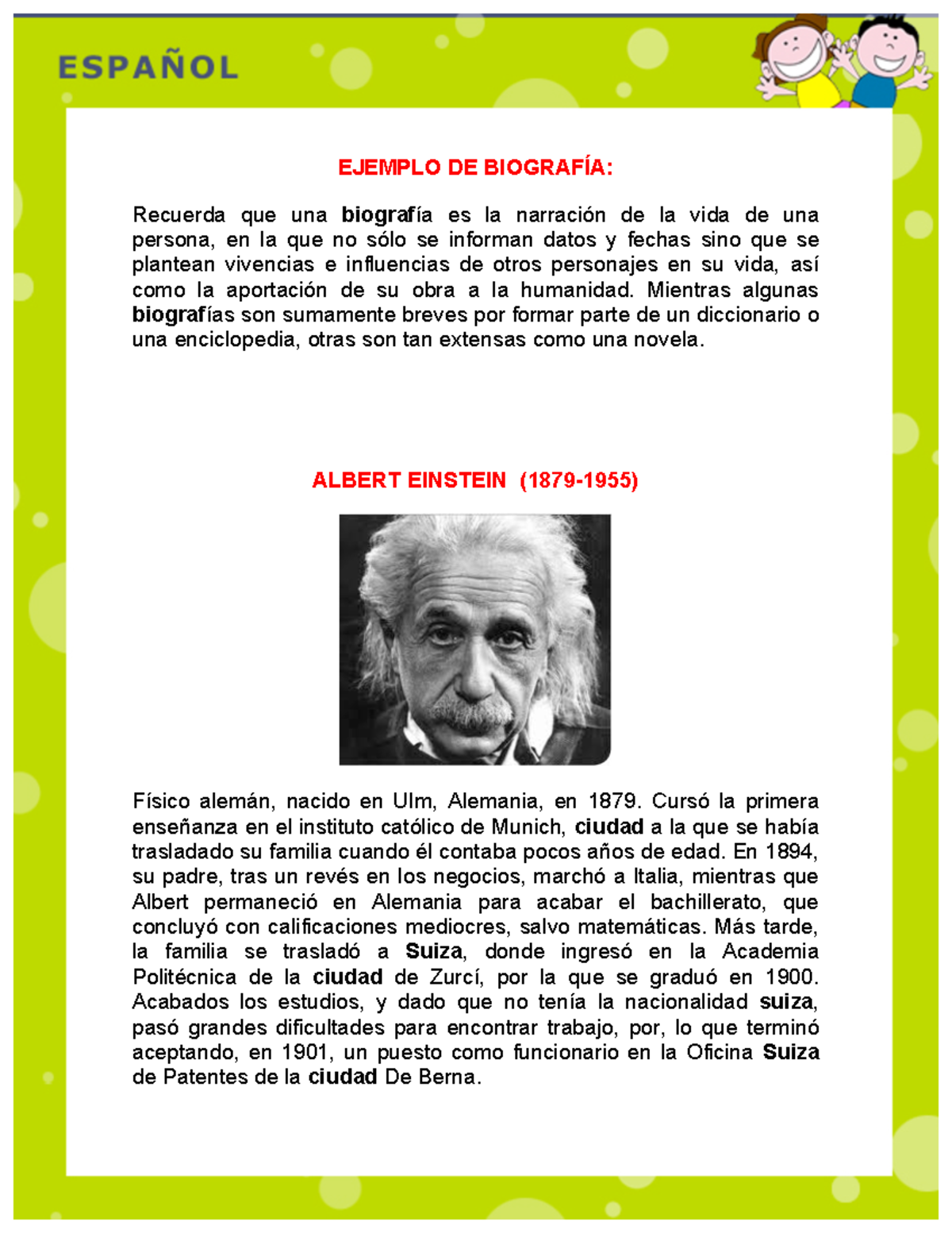 Ejemplos biografia - EJEMPLO DE BIOGRAFÍA: Recuerda que una biografía ...
