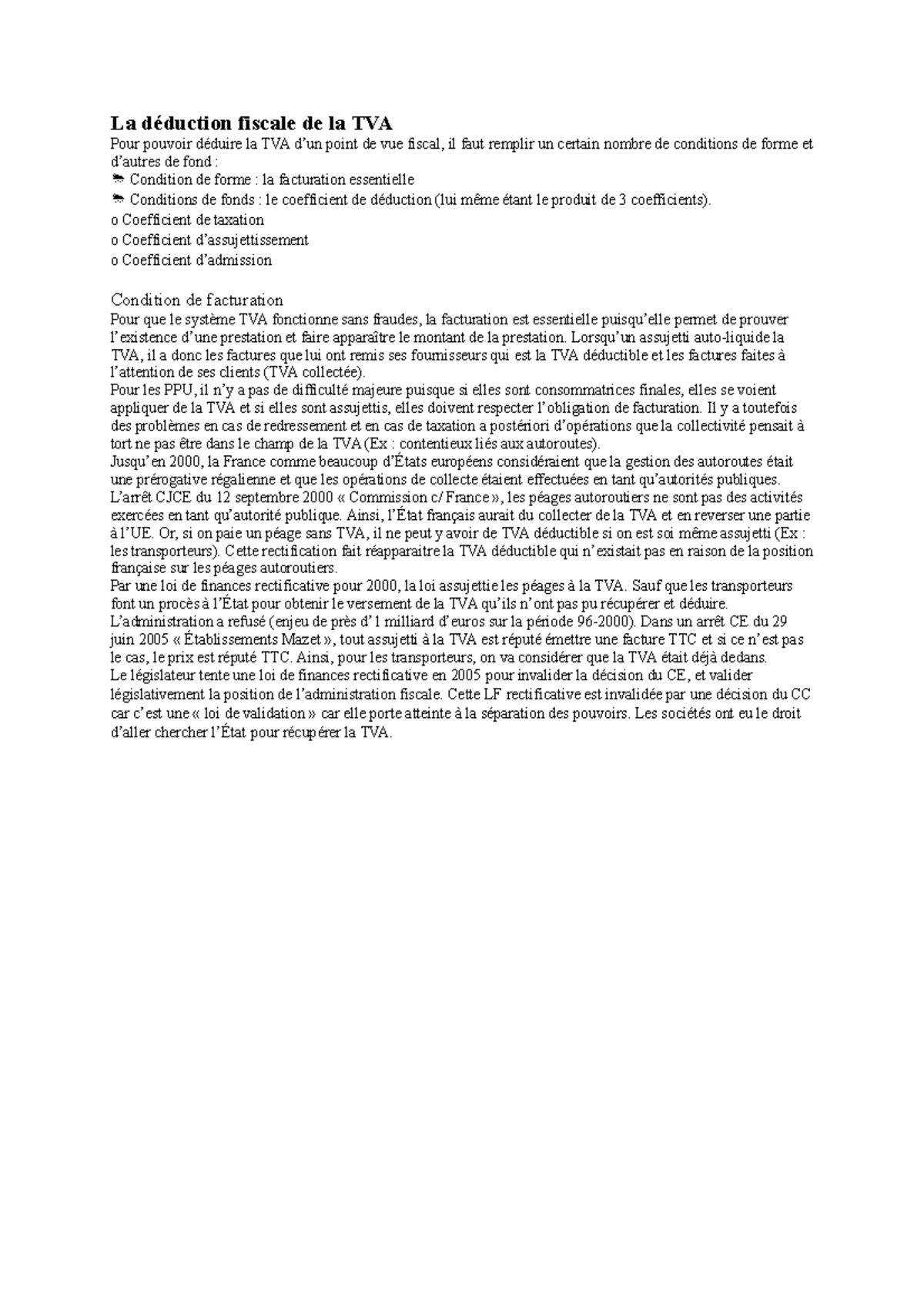 La déduction fiscale de la TVA - La déduction fiscale de la TVA Pour ...