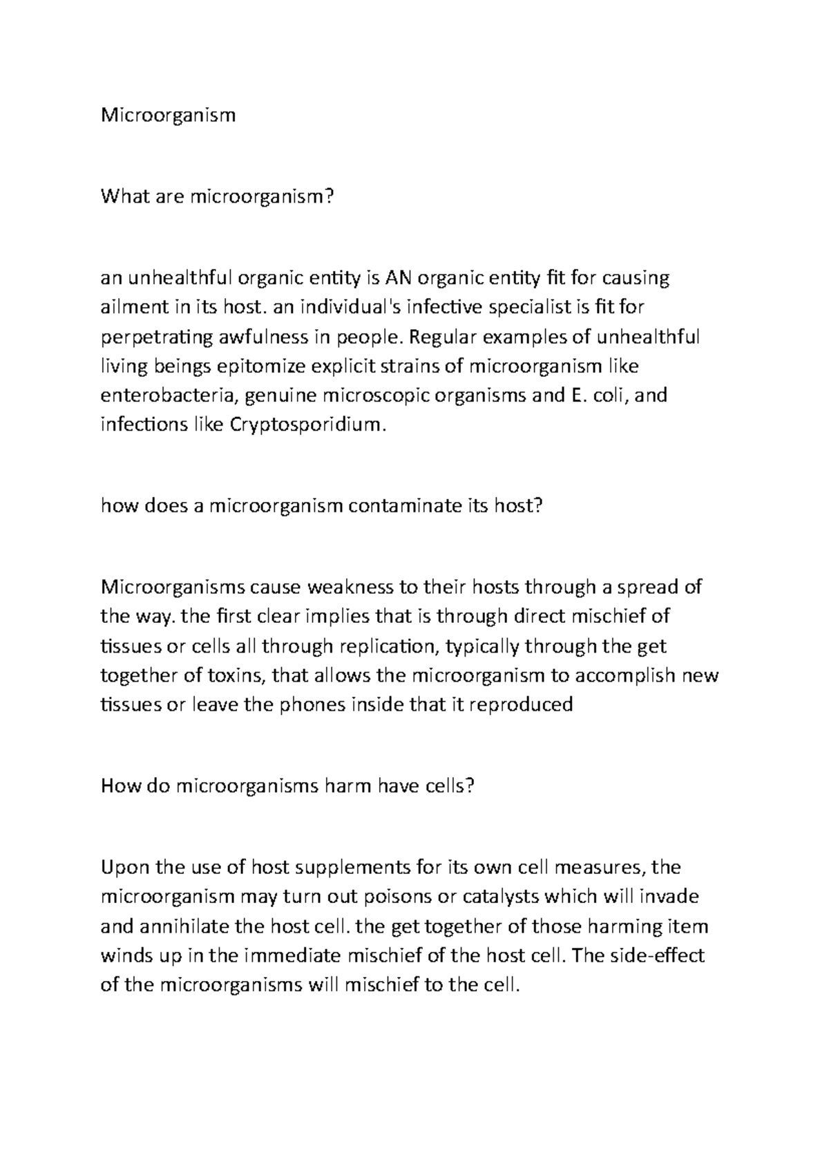 Pathogens - Microorganism What are microorganism? an unhealthful ...