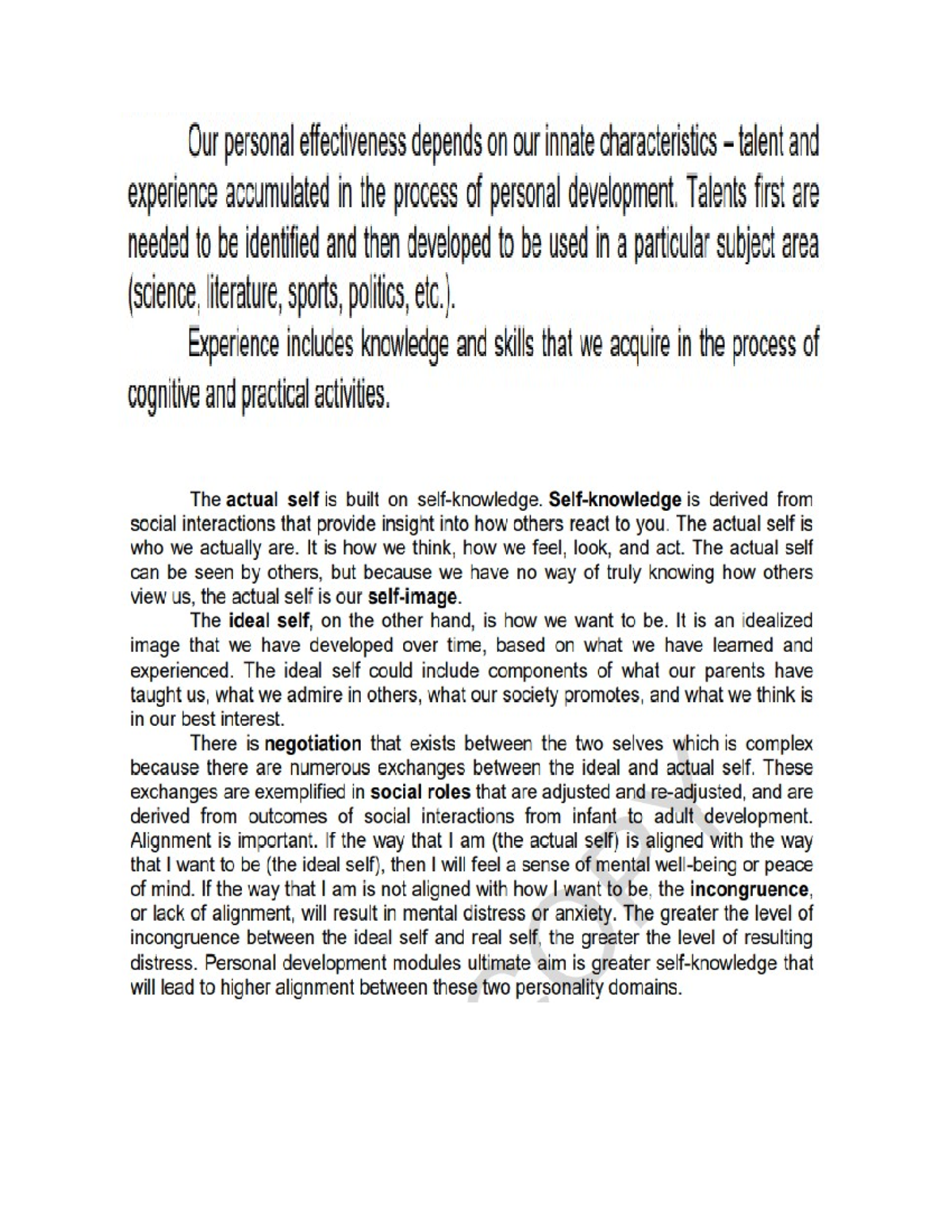 Perdev-QI W1- Lecture - perdev - Our personal effectiveness depends on our innate ...