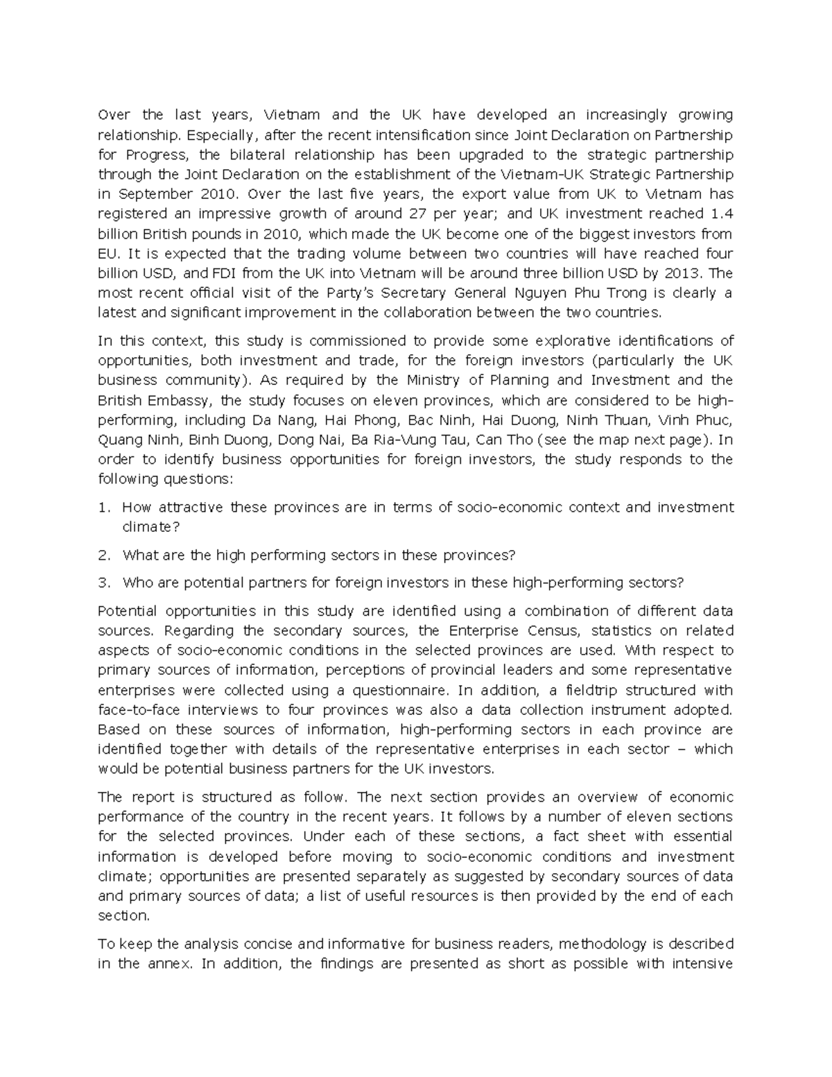 Biz. opportunities - none needed - Over the last years, Vietnam and the ...