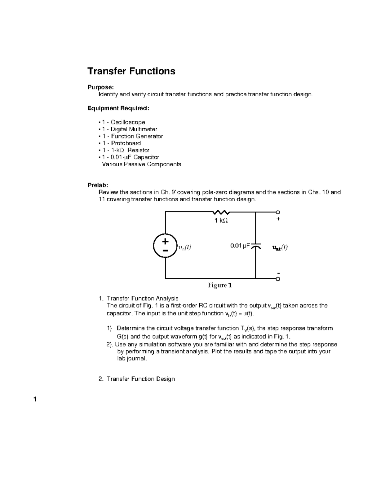 Transfer functions A3 - It is a lab experiment of course Electronic ...