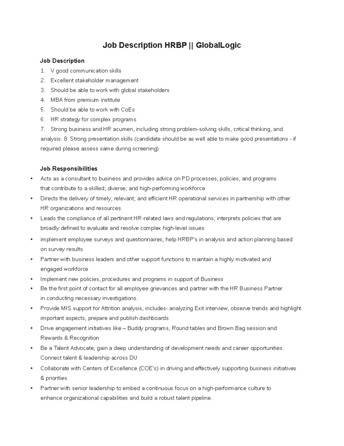 Job Description HRBP - bvvvvvvvvvvvvvvvvvvvvvvvvvvvvvvvvvv - Job ...