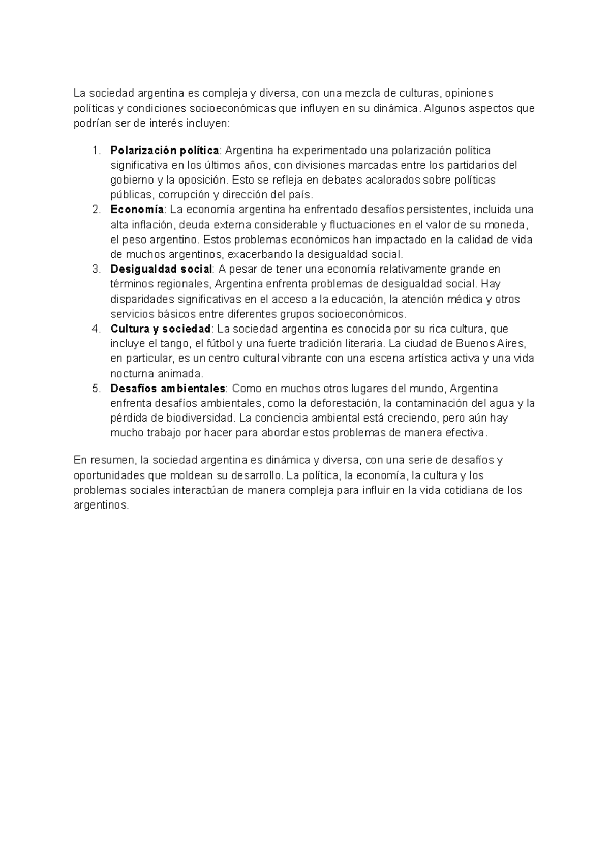 Asdf - asdasf - La sociedad argentina es compleja y diversa, con una ...