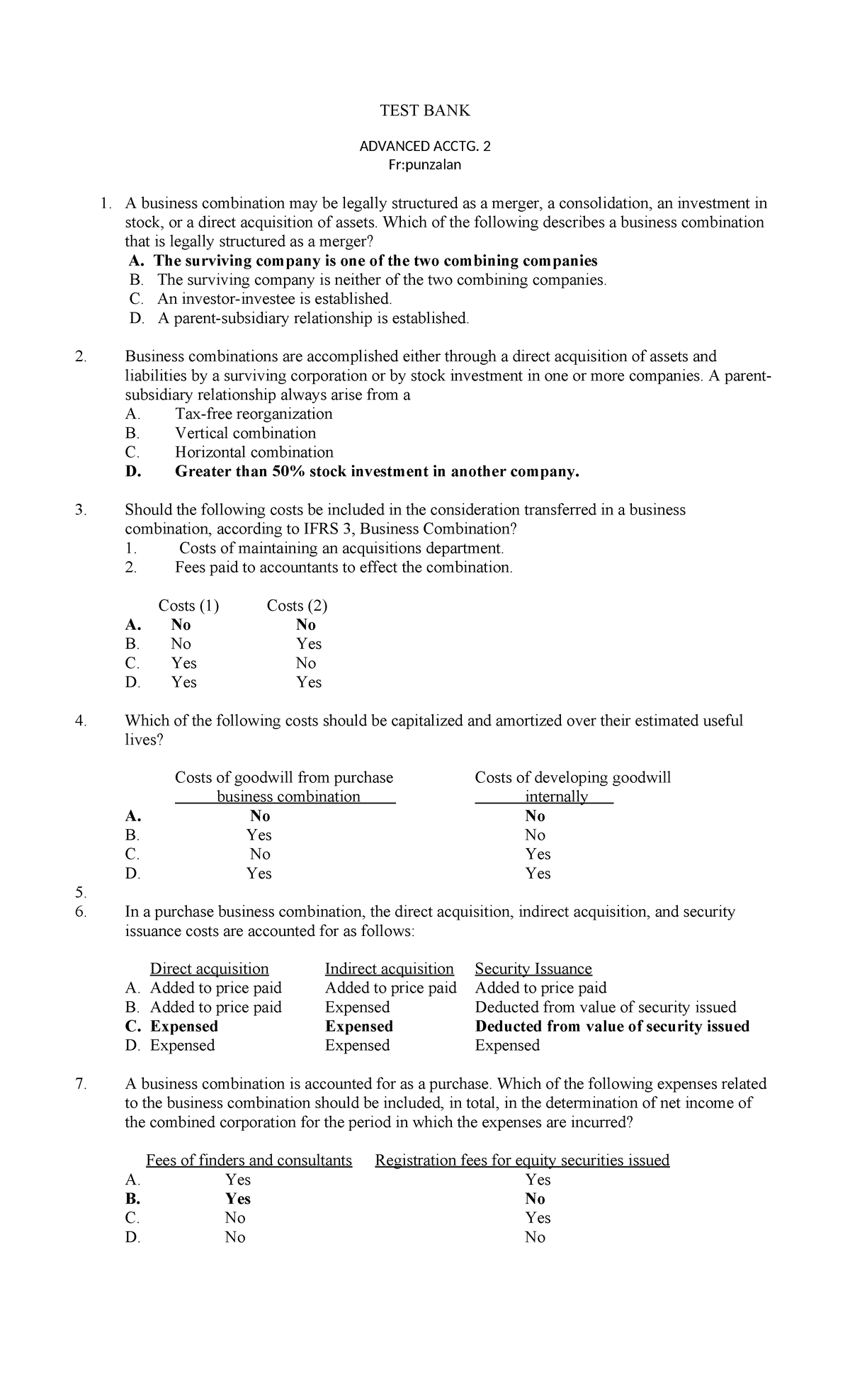 383391244 Test Bank Adv Acctg 2 p - TEST BANK ADVANCED ACCTG. 2 Fr ...