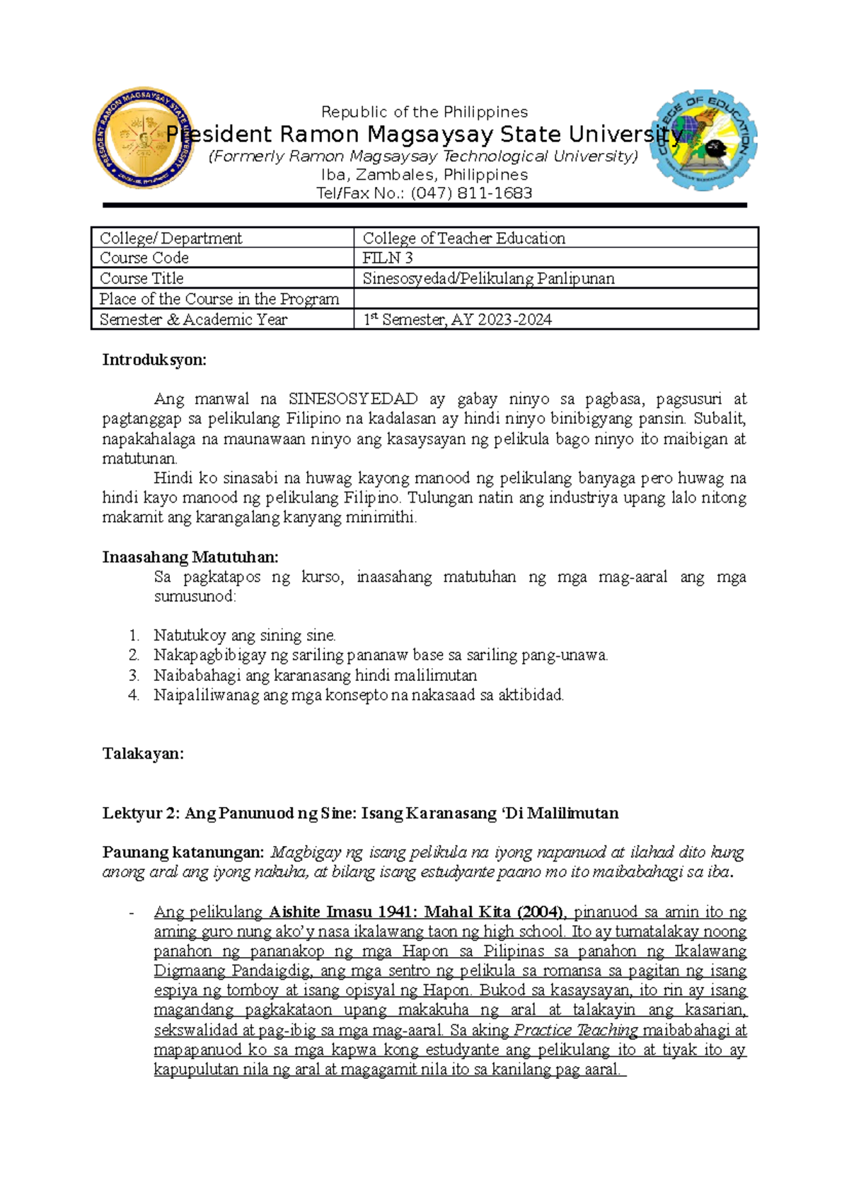 CTE4 Awtput BLNG-2 - Thank youuuuuuuu - Republic of the Philippines ...