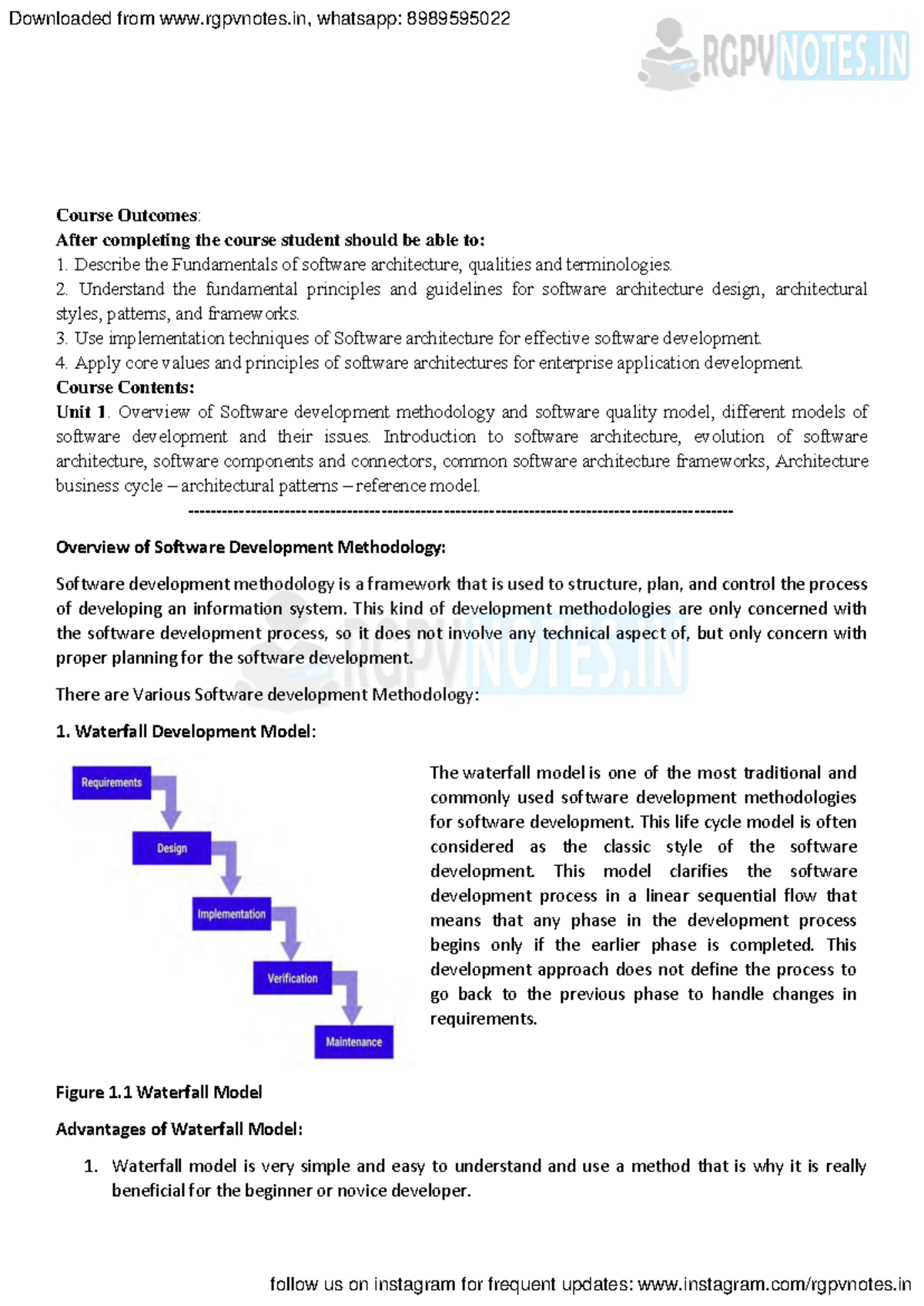 Software Architecture Full Notes - Course Outcomes After completing the ...
