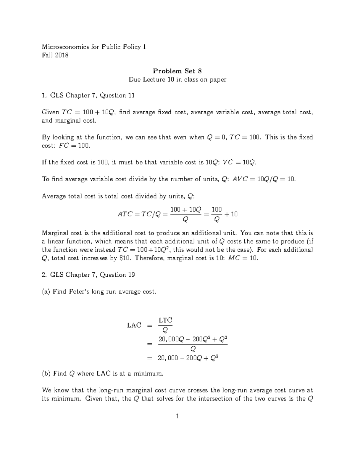 Lecture 09 2018 1030 answers - Microeconomics for Public Policy IFall ...