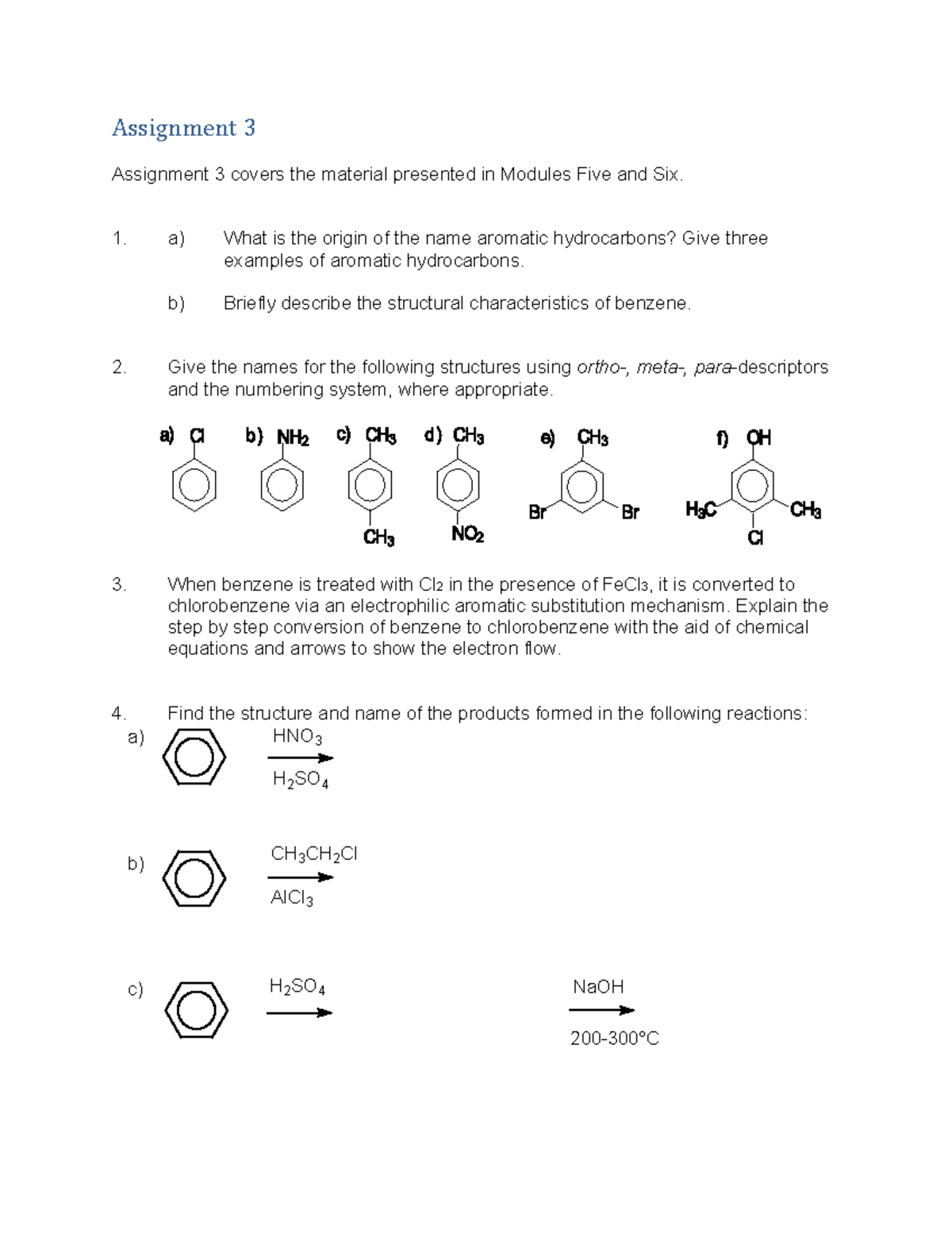 CHMI 1032 - Assignment 3 - Assignment 3 Assignment 3 covers the ...