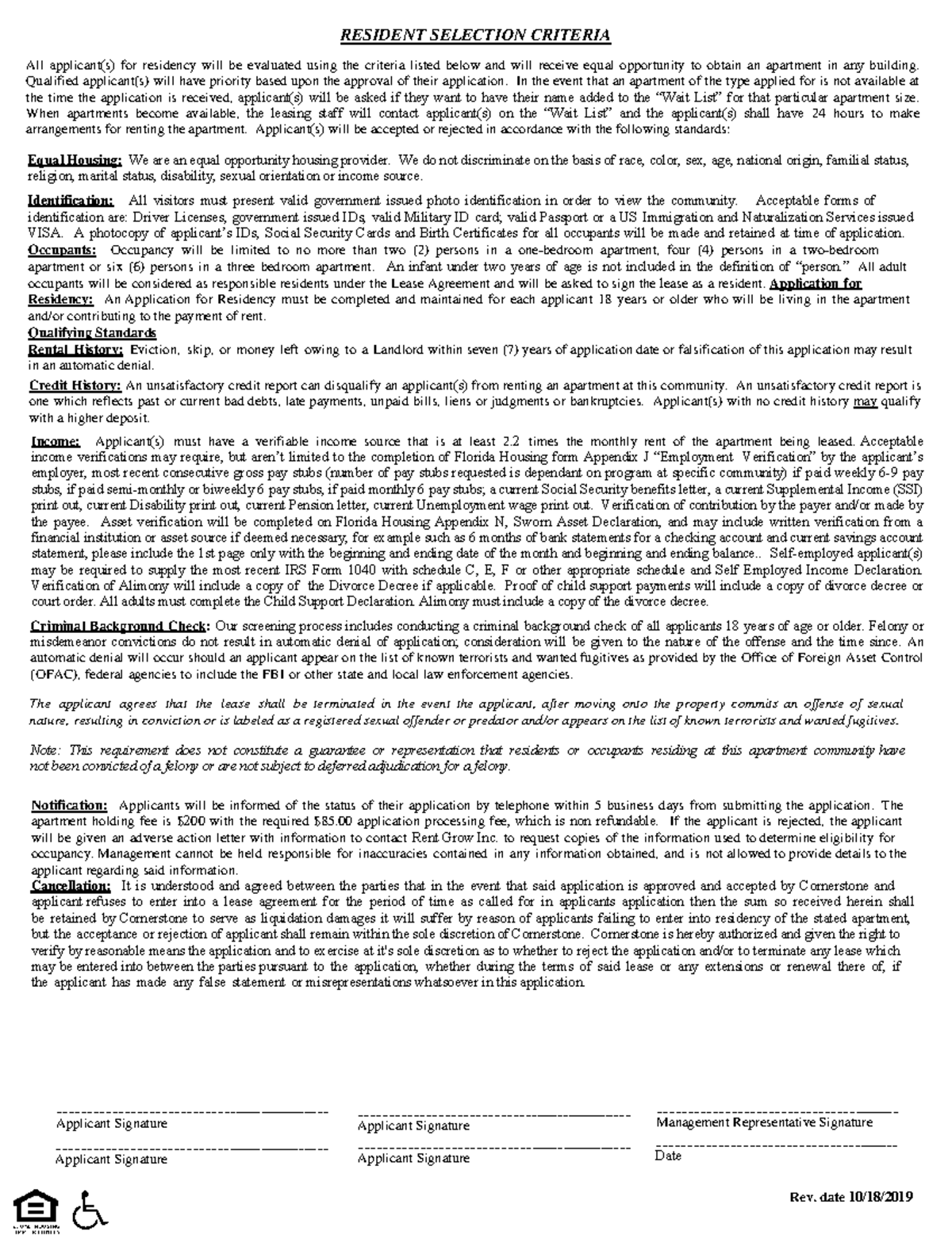 Resident Selection Criteria - Applicant Signature Management ...