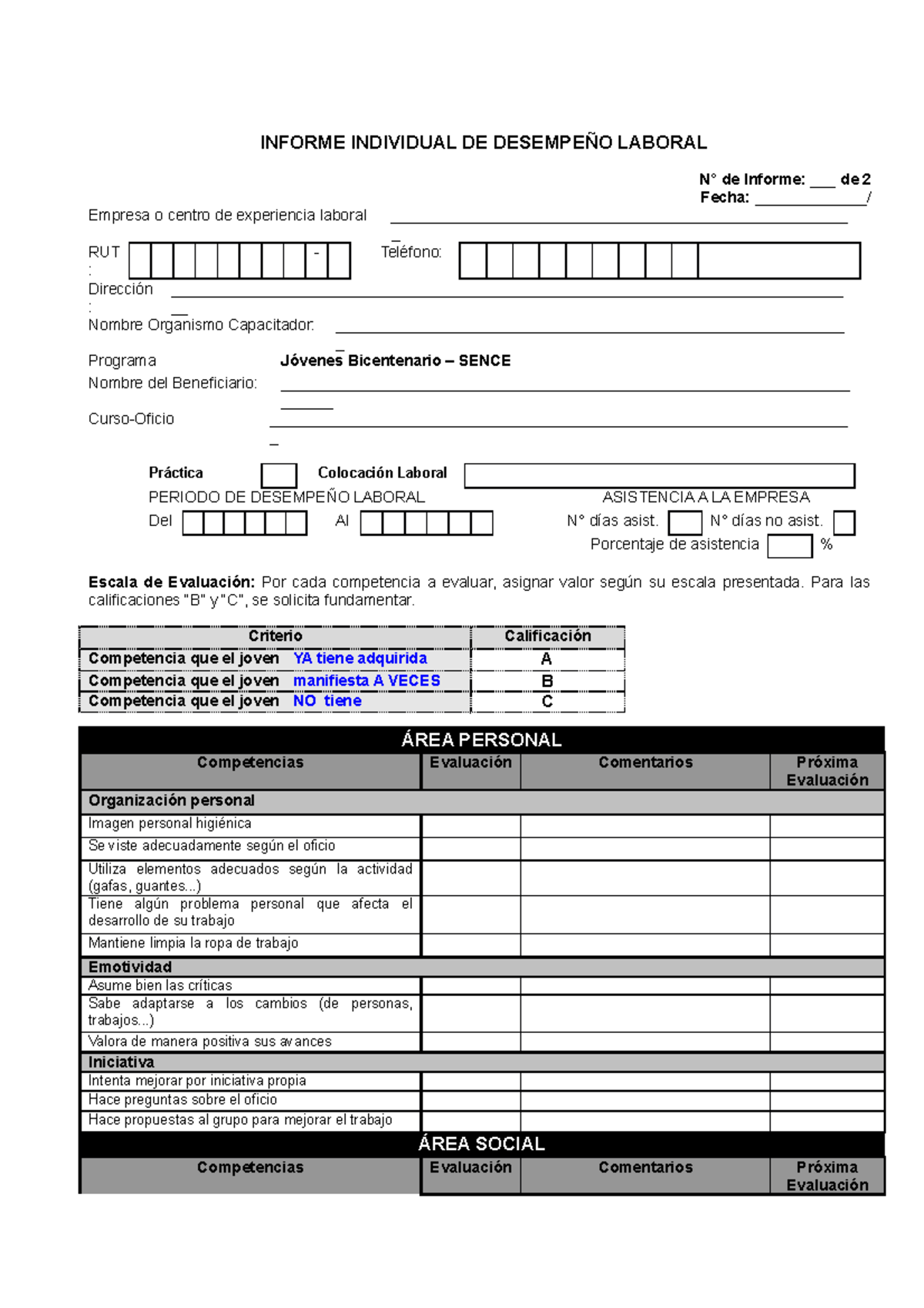 Anexo 2 Informe-de-desempeno-laboral - INFORME INDIVIDUAL DE DESEMPEÑO ...