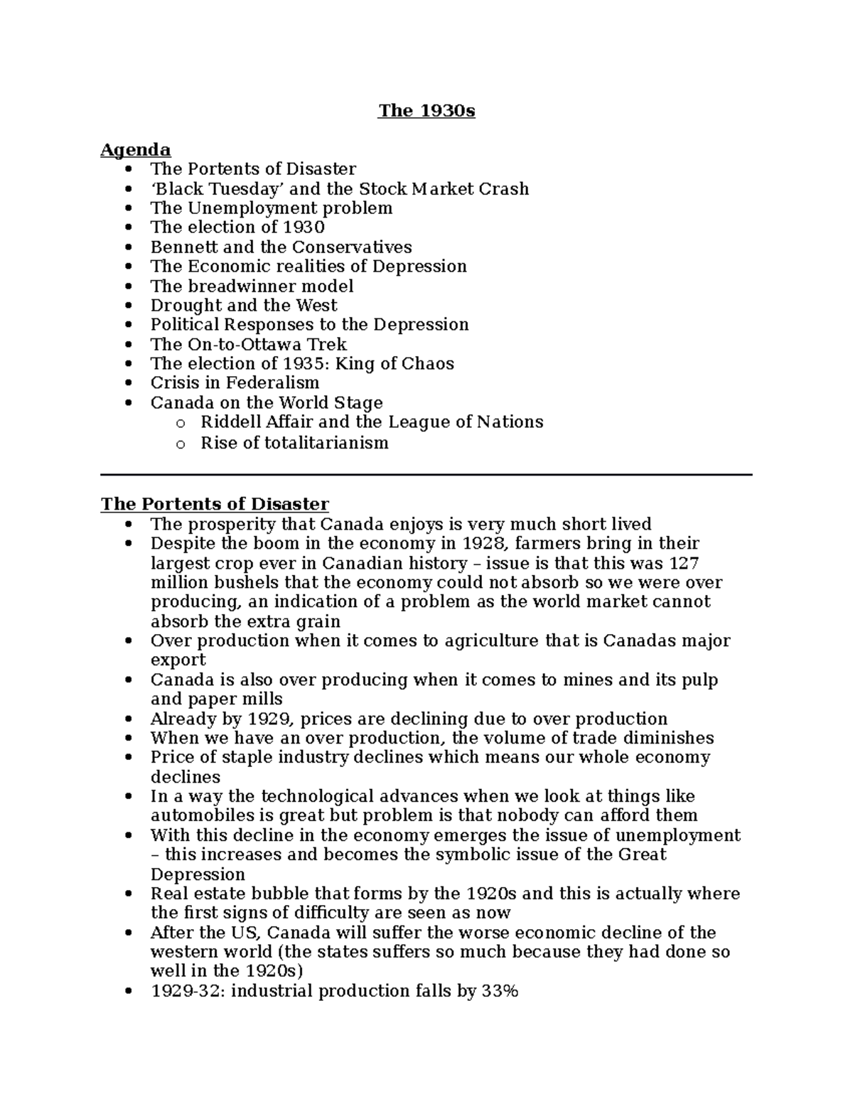 The 1930s - 2201 - The 1930s Agenda The Portents of Disaster ‘Black ...