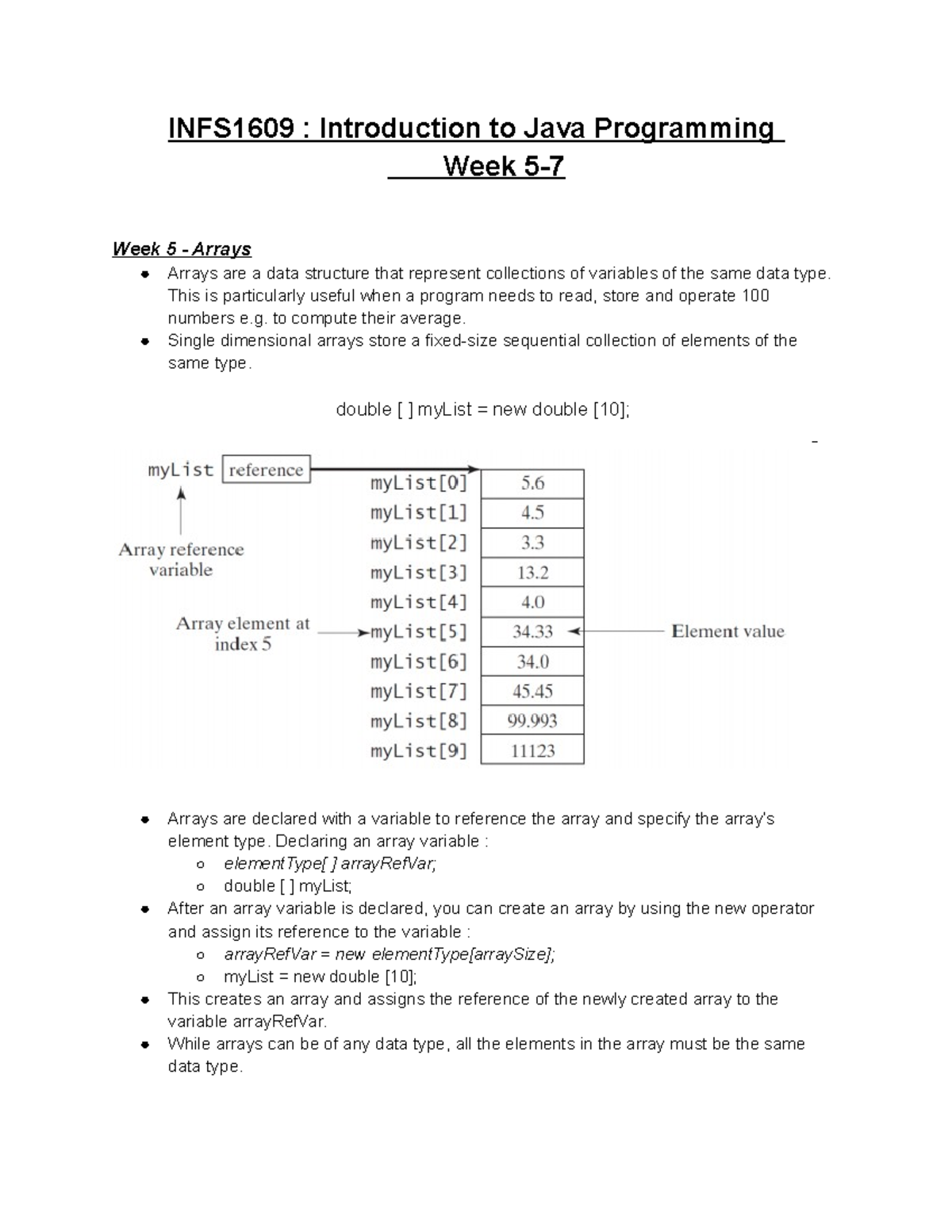 INFS 1609 Weeks 5-7 - Lecture notes 5-7 - INFS1609 : Introduction to ...