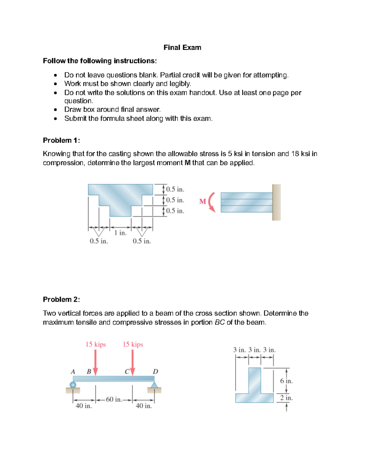 Final Exam 2023Fall - Professor gave an exam from prior year as review ...