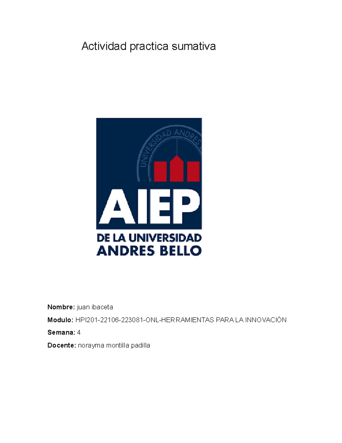 Actividad practica sumativa hpi - Actividad practica sumativa Nombre: juan ibaceta Modulo: - Studocu