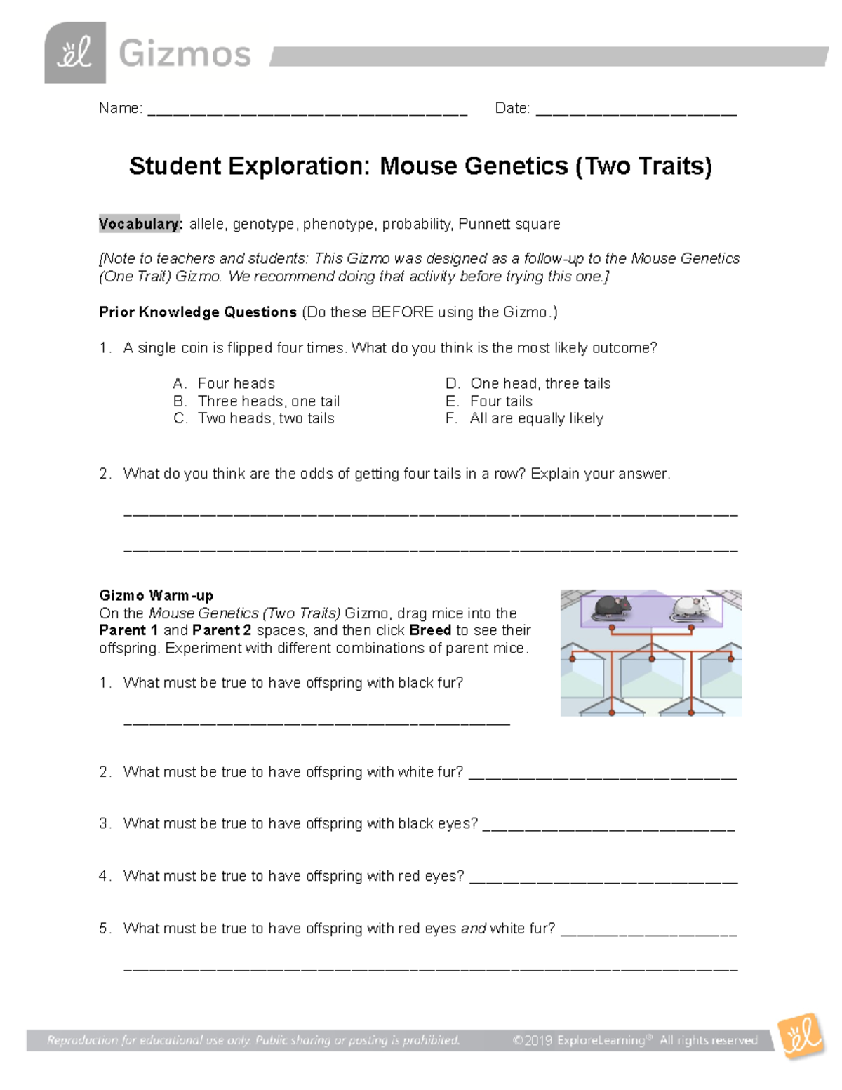 Mouse Genetics 2SE - this gimo is for further use in this project as it ...
