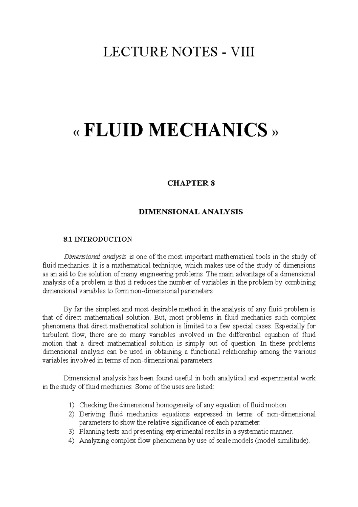 Fluid Mechanics - BY SARIKA MAM - LECTURE NOTES - VIII « FLUID ...