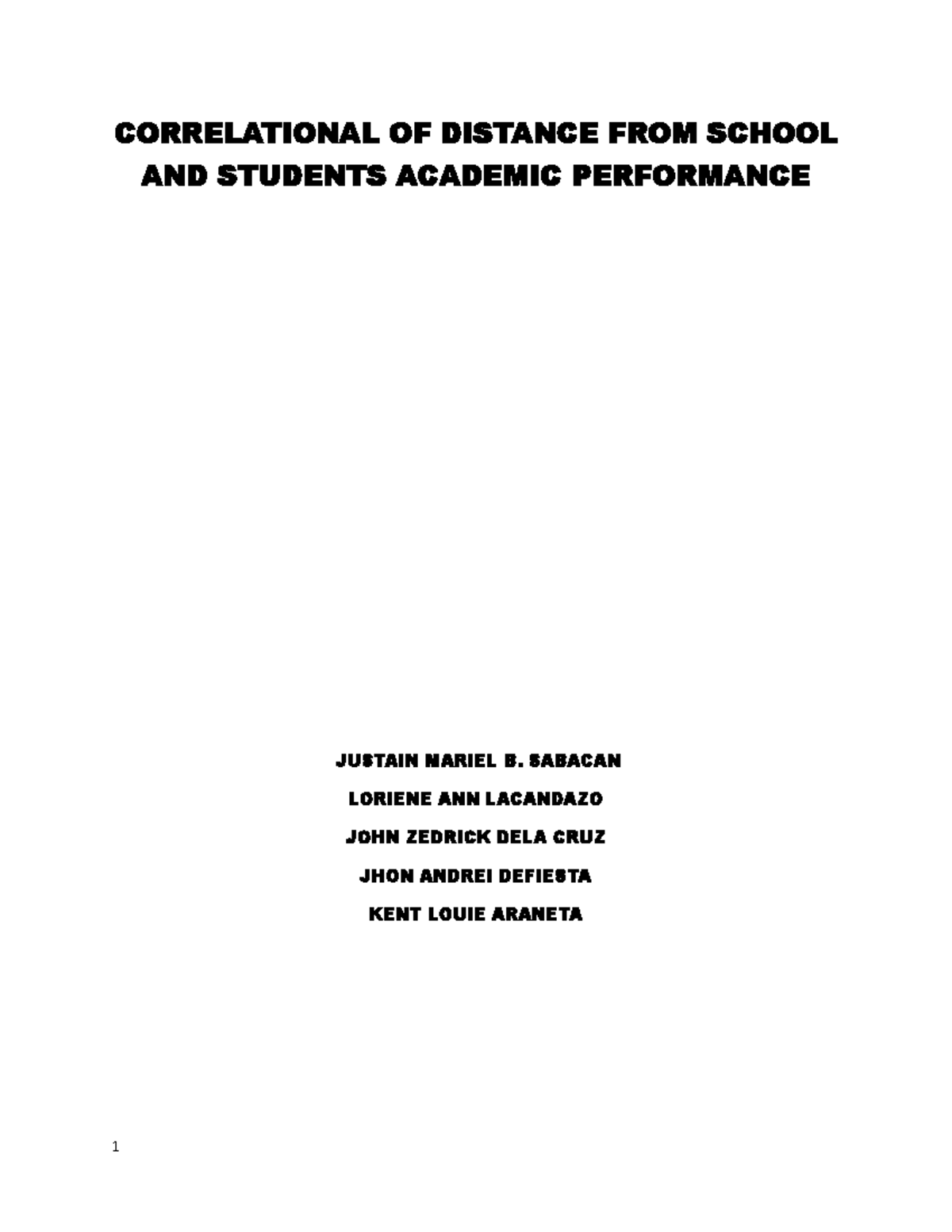 Correlational OF Distance FROM School AND Students Academic Performance ...