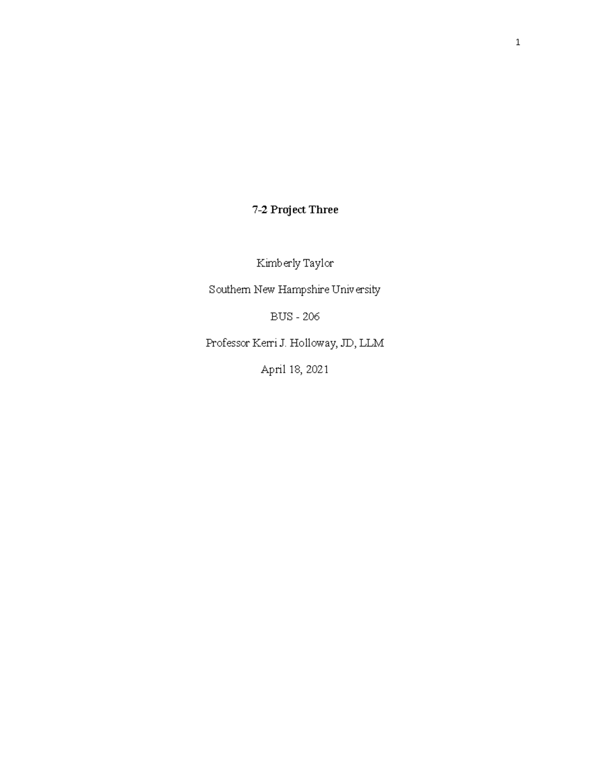 Module 7-2 Project Three Submission - 7-2 Project Three Kimberly Taylor ...