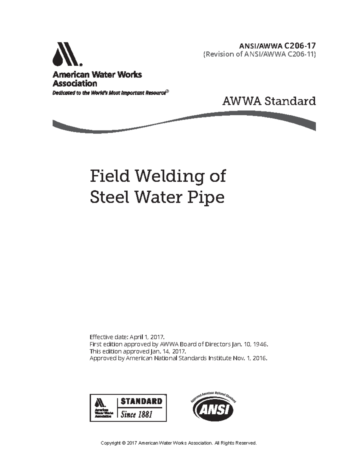 C206-17-Look Inside - N/a - AWWA Standard SM ® Field Welding of Steel ...