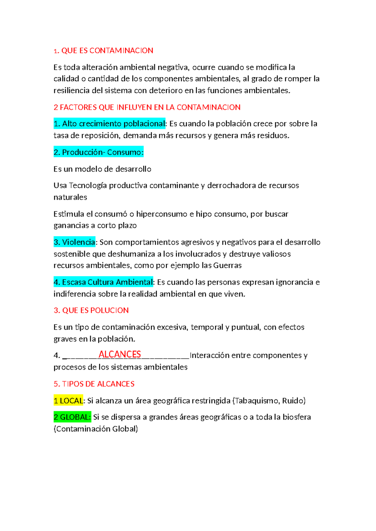 Guia Ecologia - Guia de Estudio - 1. QUE ES CONTAMINACION Es toda ...