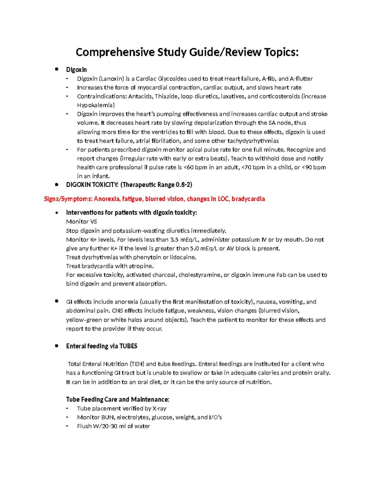 NUR 283 Comprehensive Study Guide.Review Topics - Comprehensive Study ...