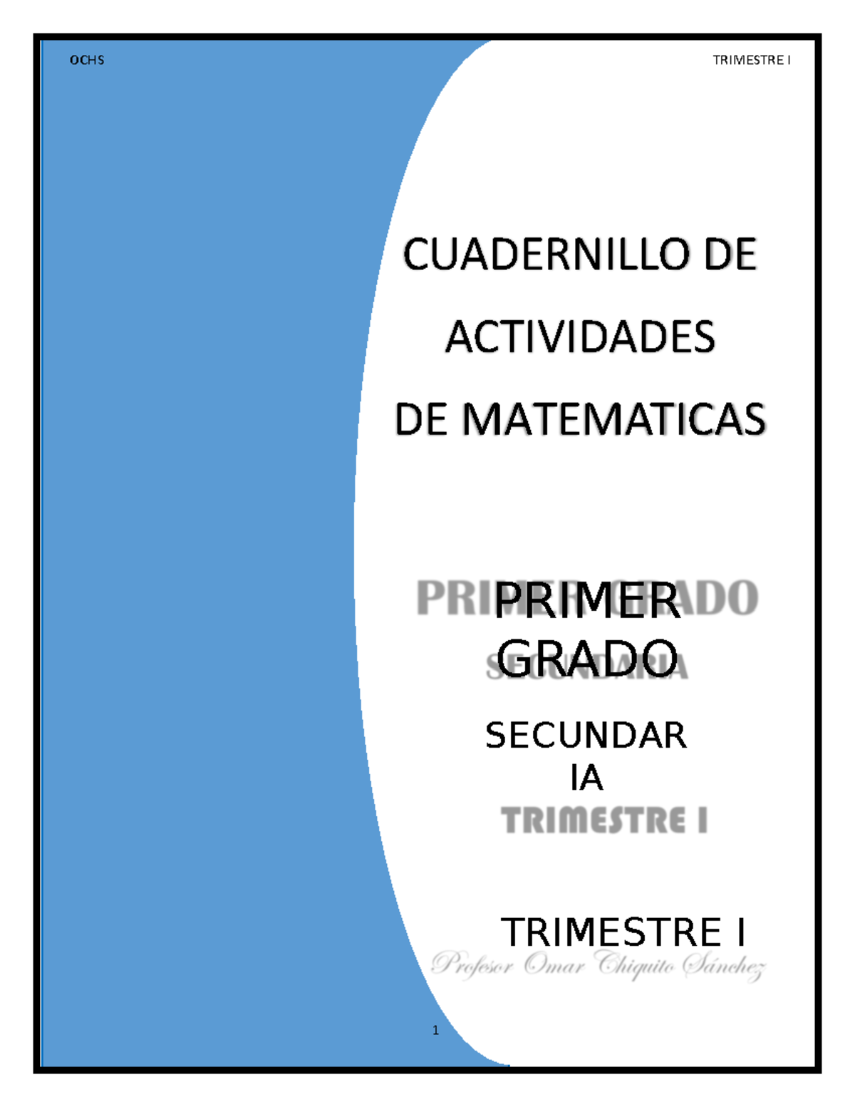 Cuadernillo De Actividades De Matemáticas Primer Grado De Secundaria - Trimestre I - Alumno ...