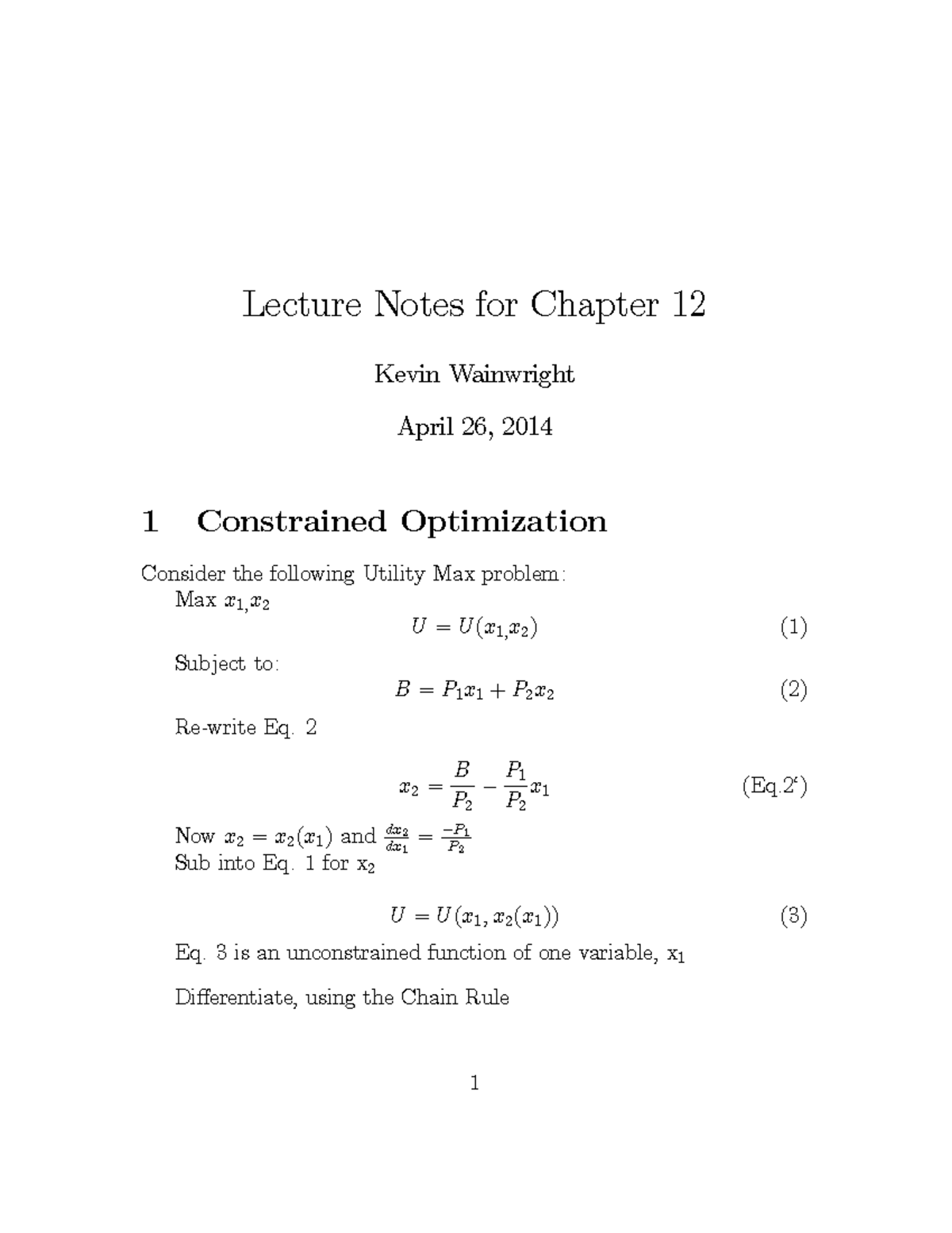 Chapter 12 constraint optimization - Lecture Notes for Chapter 12 Kevin ...