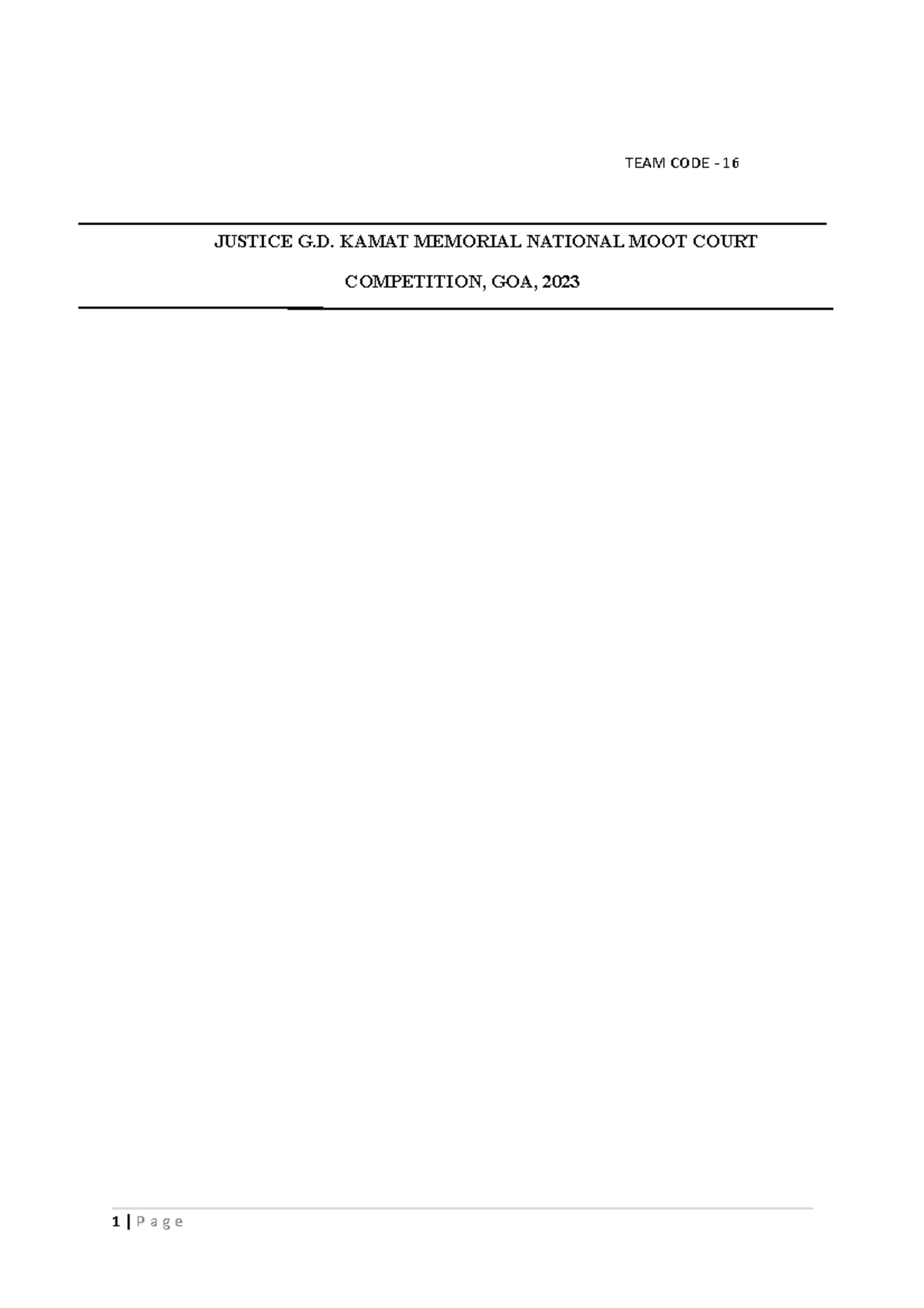 Compendium - TEAM CODE - 16 JUSTICE G. KAMAT MEMORIAL NATIONAL MOOT ...