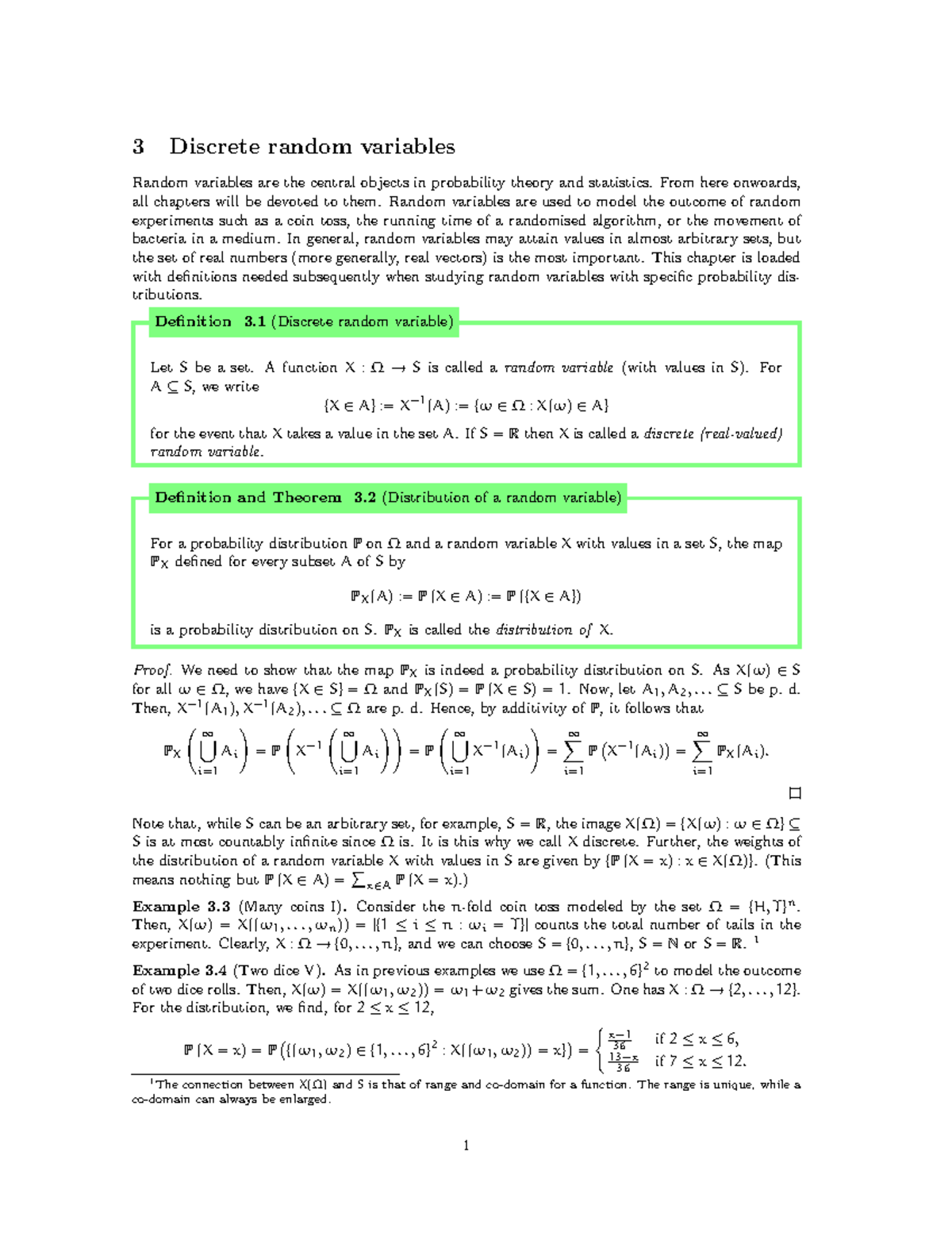 Discrete Random variables - 3 Discrete random variables Random ...