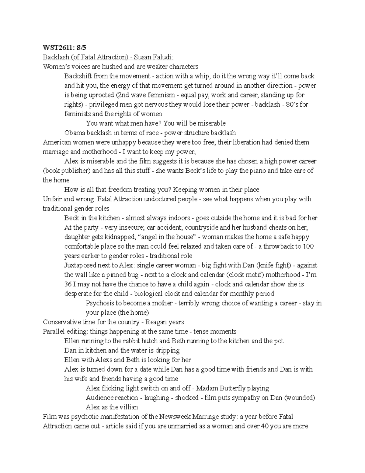 WST2611 8 5 - Lecture notes 1 - WST2611: 8/ Backlash (of Fatal ...