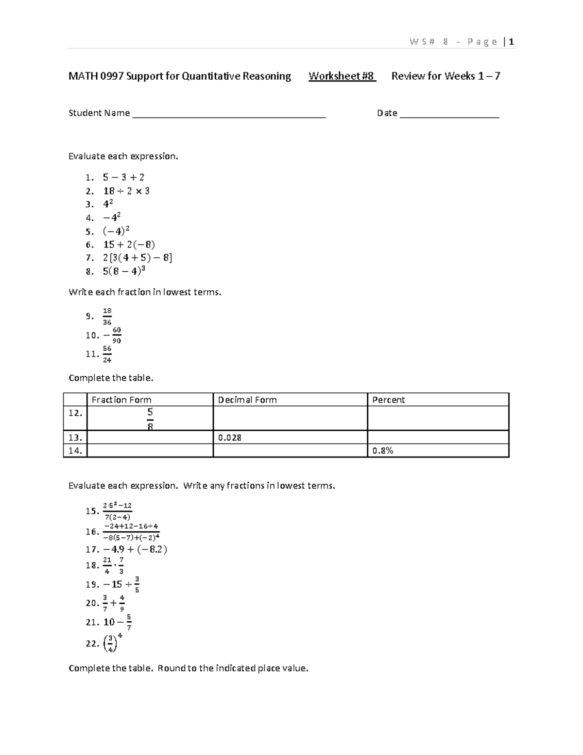Math 0997 Homework 8 - Support for Quantitative Reasoning - 8 Page MATH ...