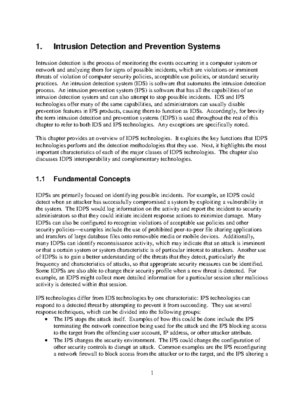 Chapter Eight - NOTES - 1. Intrusion Detection and Prevention Systems ...