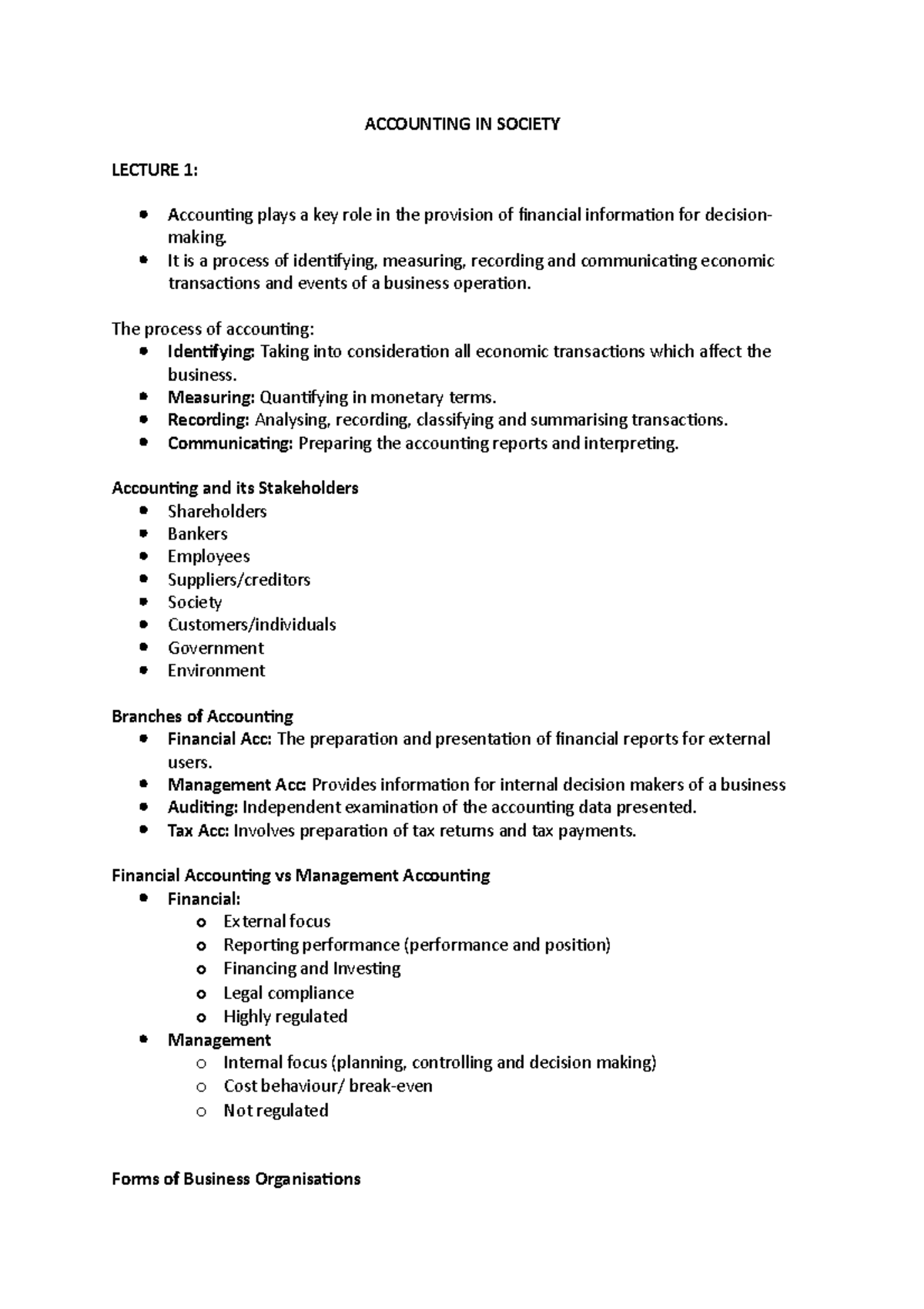 Accounting IN Society Weekly Notes - ACCOUNTING IN SOCIETY LECTURE 1 ...
