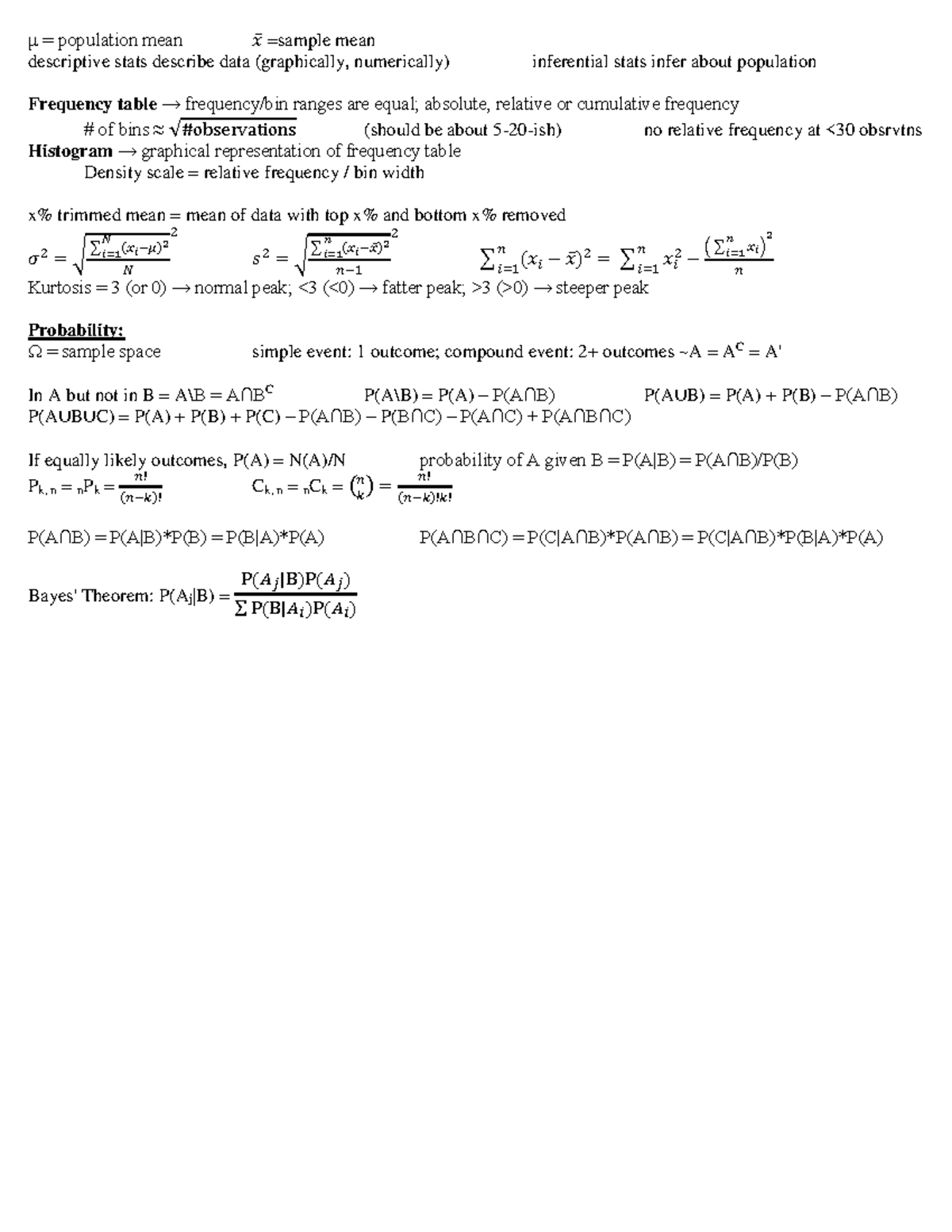 All Notes on All Formulas/Tests - population mean mean descriptive ...